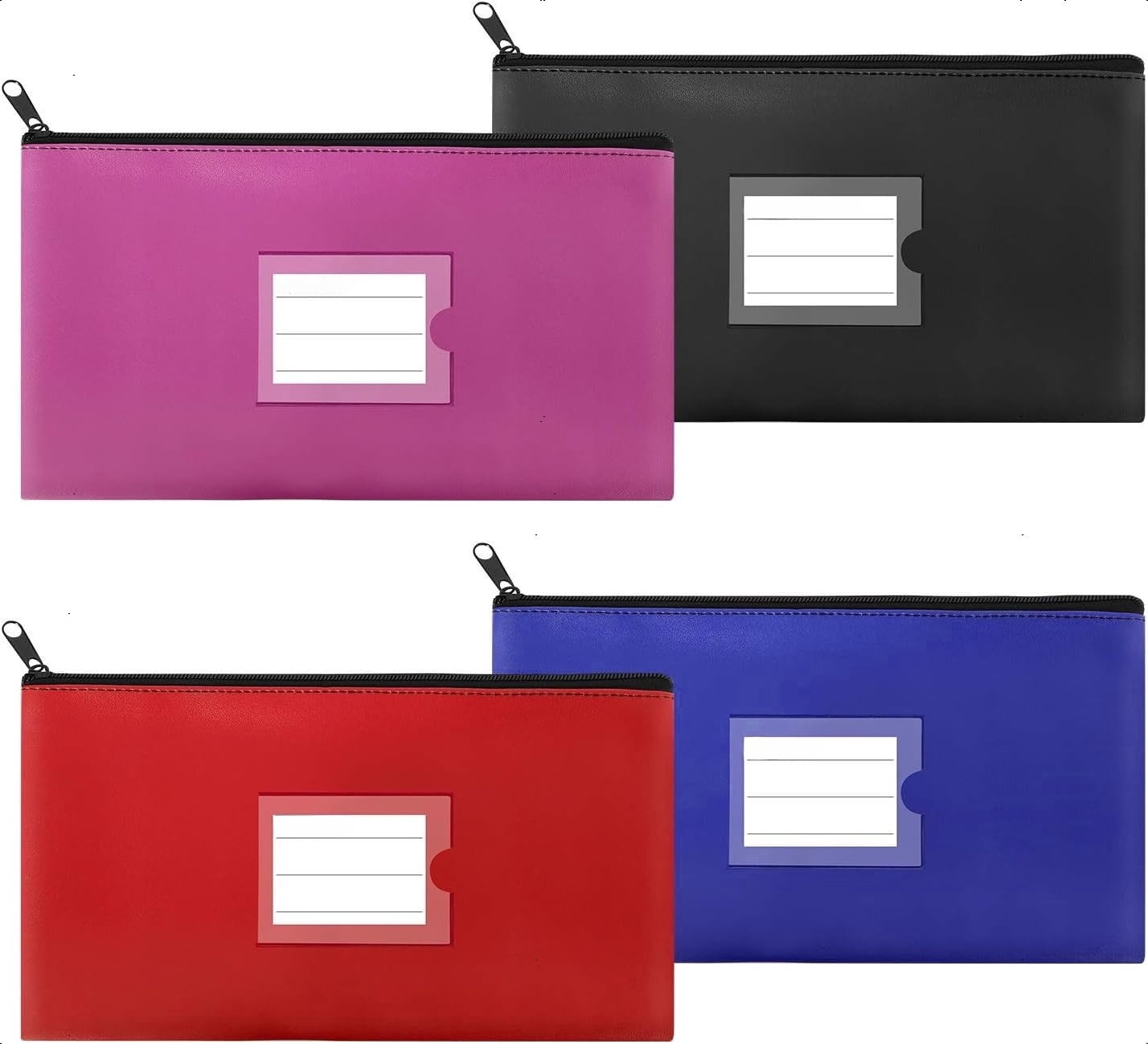 4 Pack Bank Deposit Money Bag, Heavy Duty Leatherette Security Zipper ...