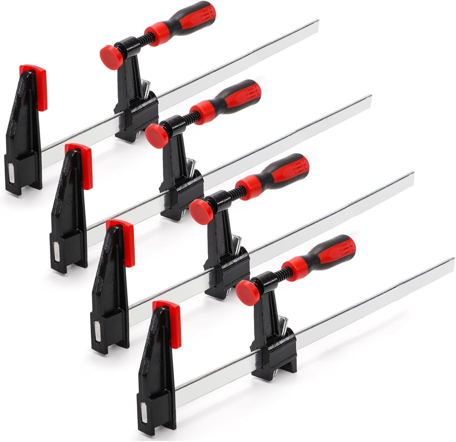 4 Pack Bar Clamps for Woodworking, 12 Inch One-Handed Medium Duty Steel ...