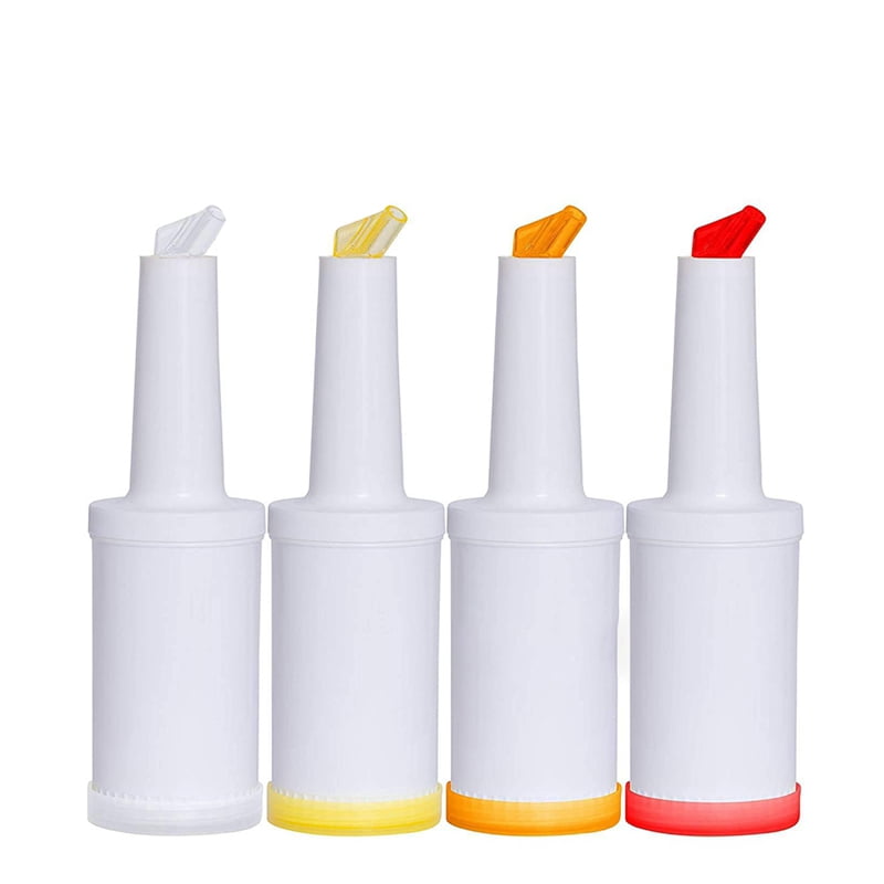 4 Pack Bar Pour Colorful Juice Pouring Bottle Containers 34 Oz Plastic ...