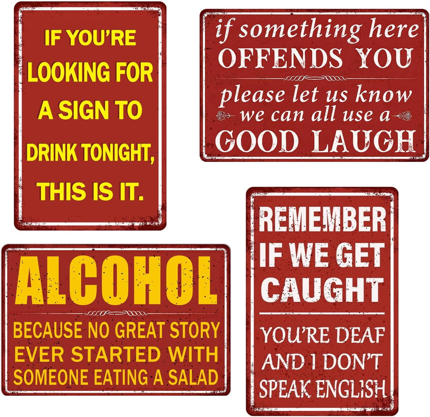 4 Pack Bar Signs For Home Bar Wall Funny Metal Sign Man Cave Decor Bar ...