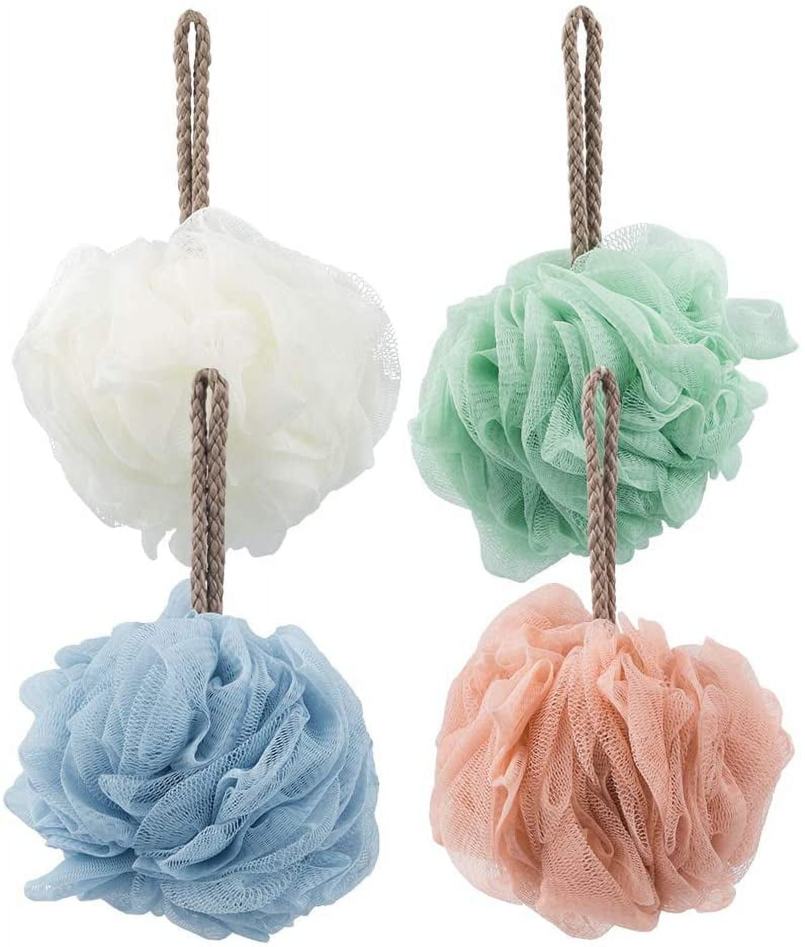 WSNIJFU 4 Pack Bath Loofah Bath Sponge, findTop Extra Large Mesh Pouf ...
