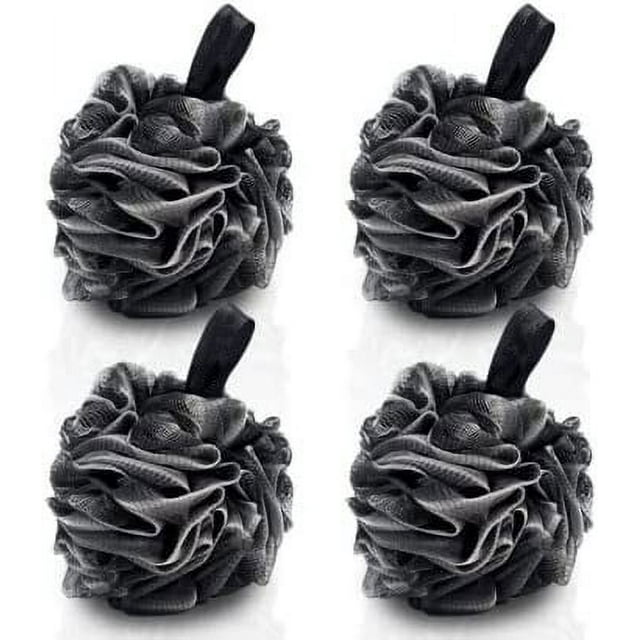 Wattne 4 Pack Charcoal Bath Loofah Sponges, 60g Shower Pouf, Body ...