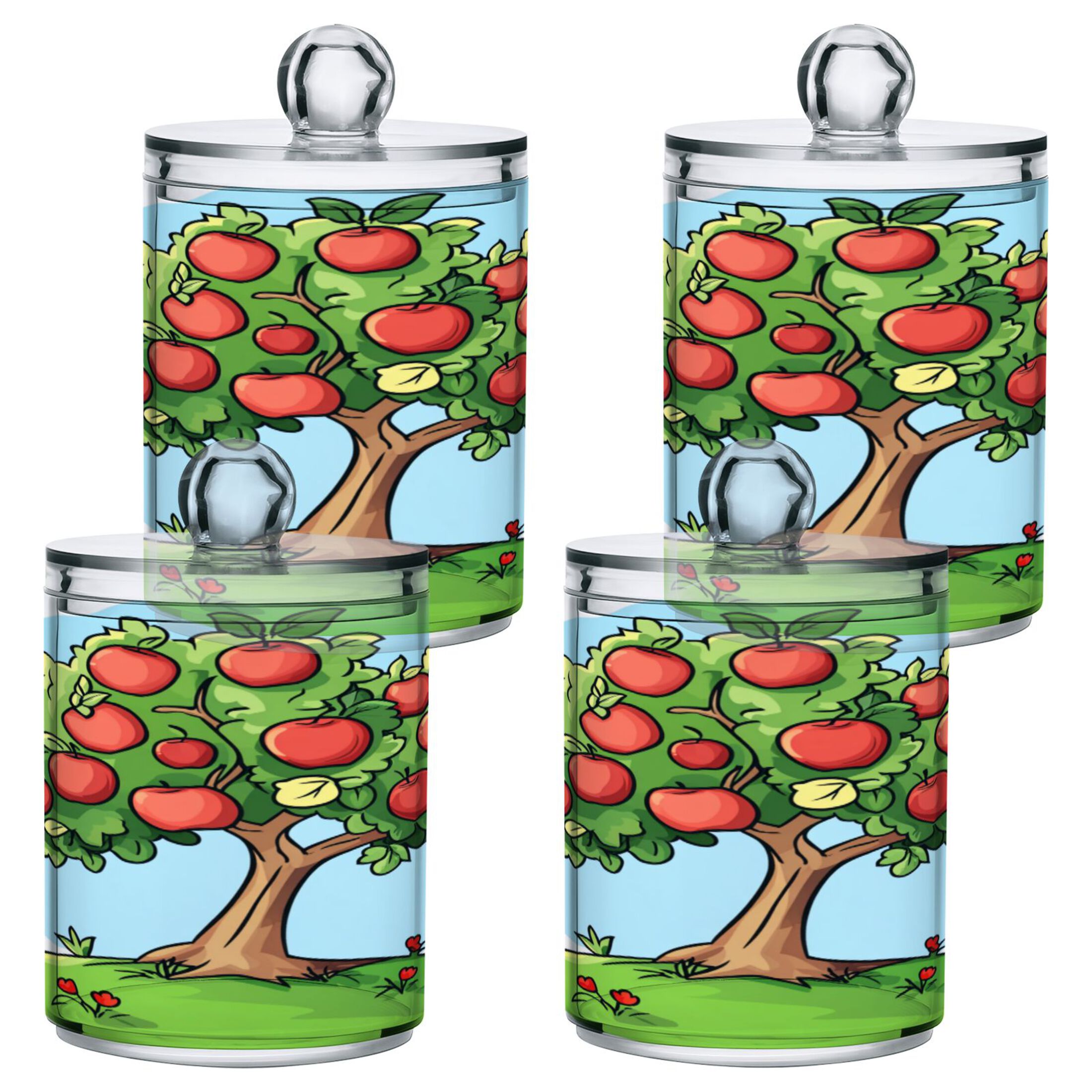 4 Pack Bathroom Canisters Transparent Storage Jar for Cotton Ball, Swab ...