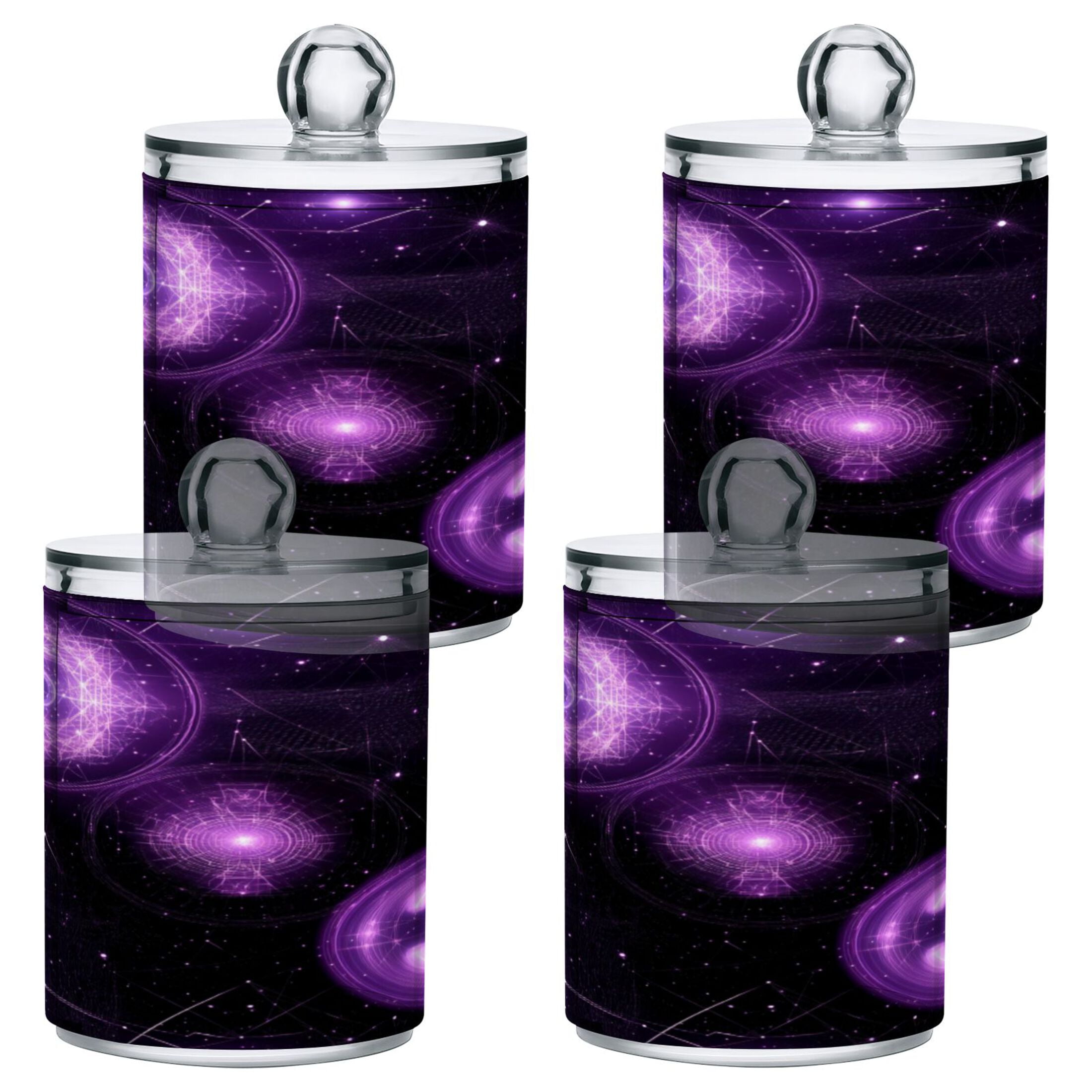 4 Pack Bathroom Canisters Transparent Storage Jar for Cotton Ball, Swab ...