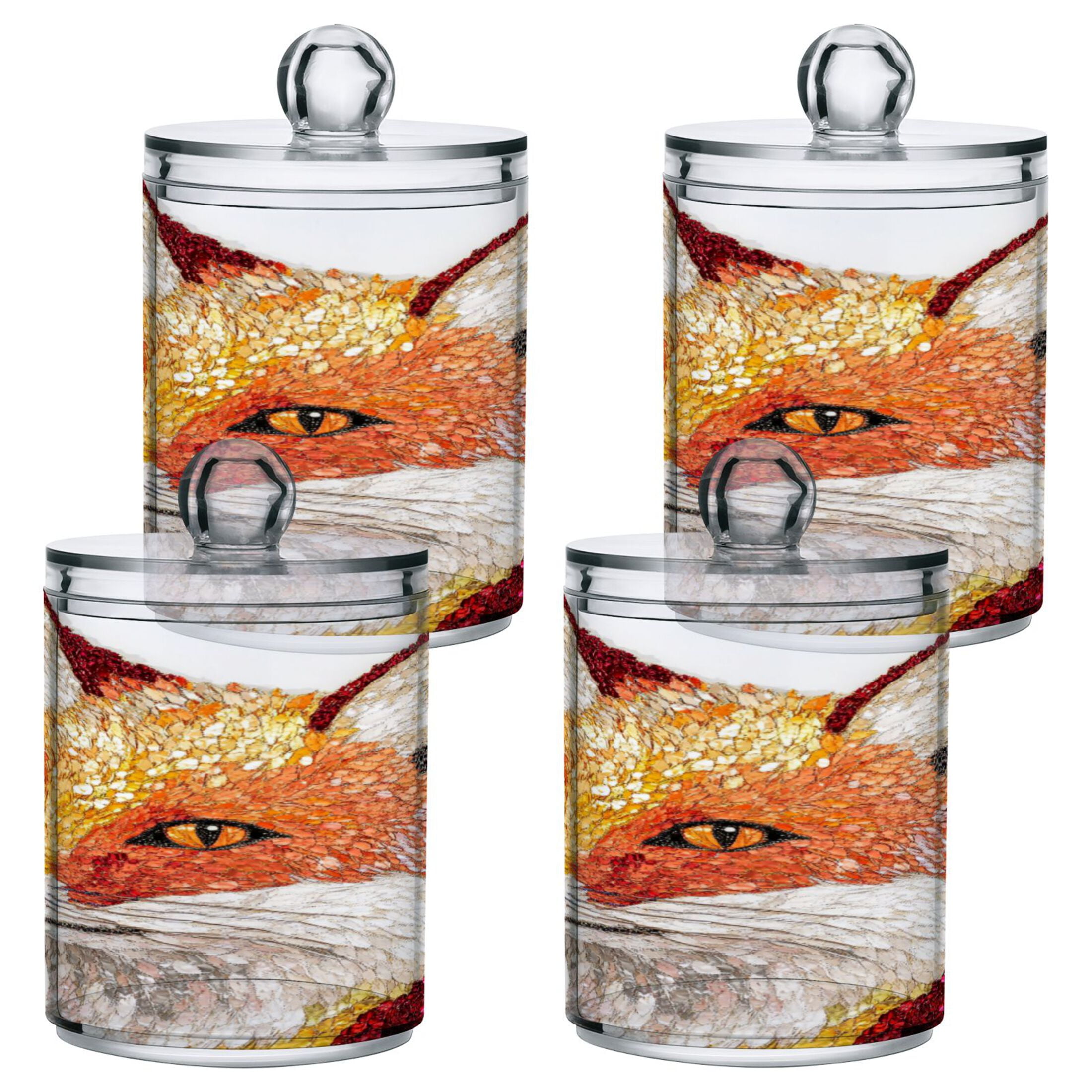 4 Pack Bathroom Canisters Transparent Storage Jar for Cotton Ball, Swab ...