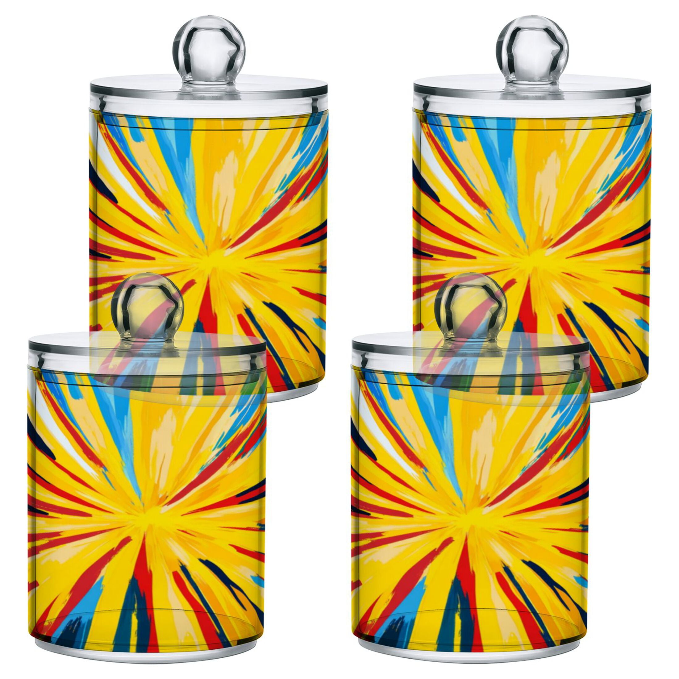 4 Pack Bathroom Canisters Transparent Storage Jar for Cotton Ball, Swab ...