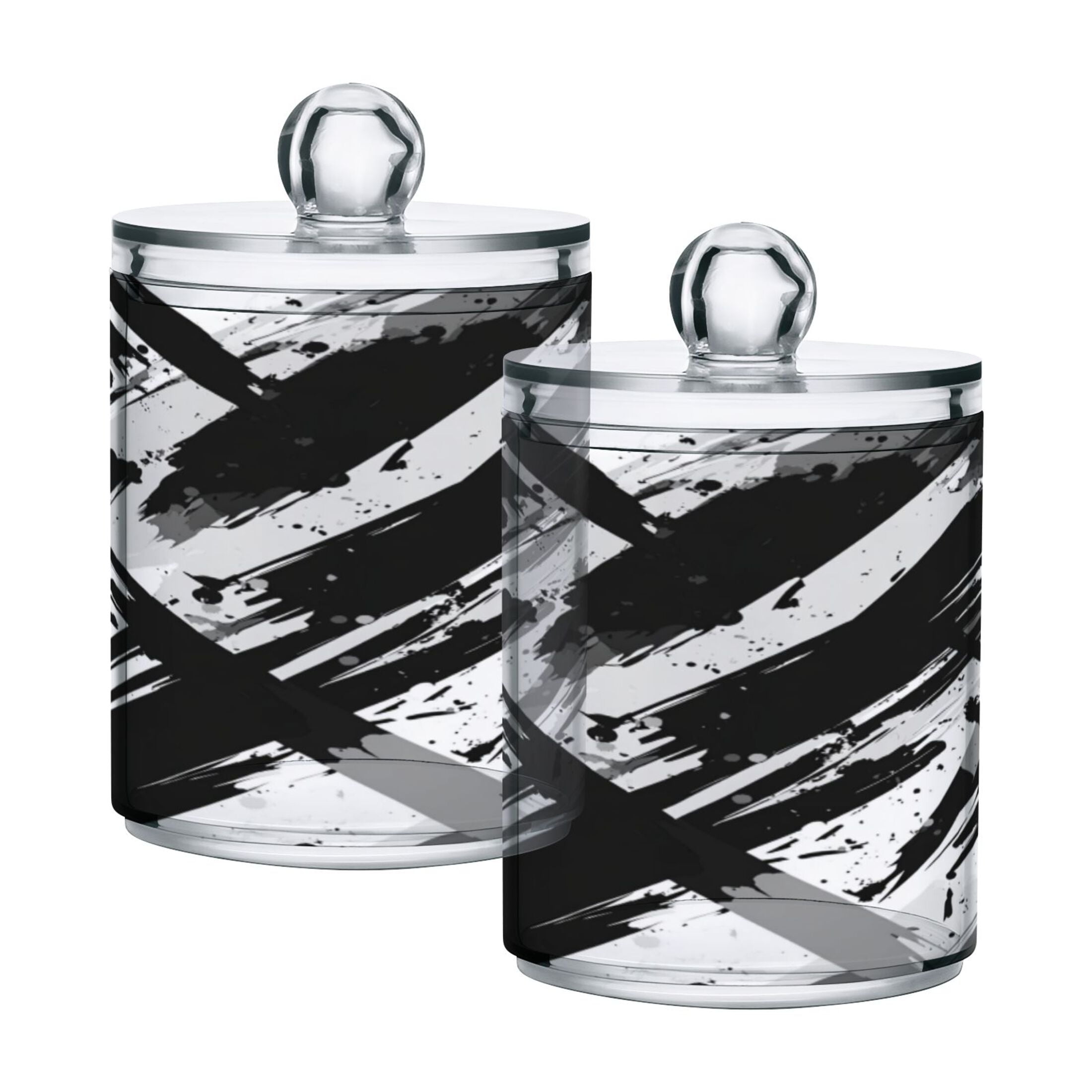4 Pack Bathroom Canisters Transparent Storage Jar for Cotton Ball, Swab ...