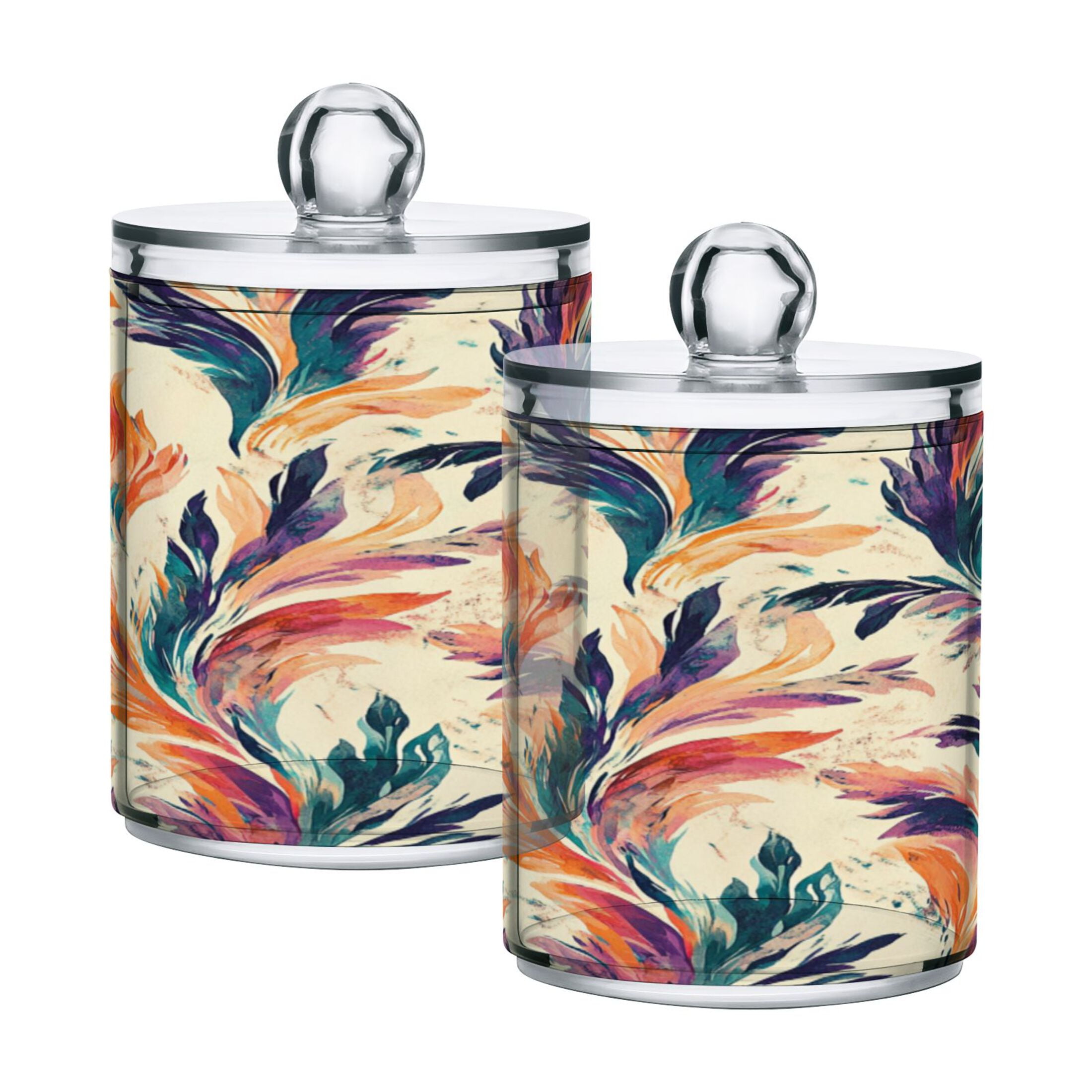 4 Pack Bathroom Canisters Transparent Storage Jar for Cotton Ball, Swab ...