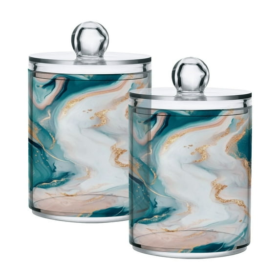 4 Pack Bathroom Canisters Transparent Storage Jar for Cotton Ball, Swab ...