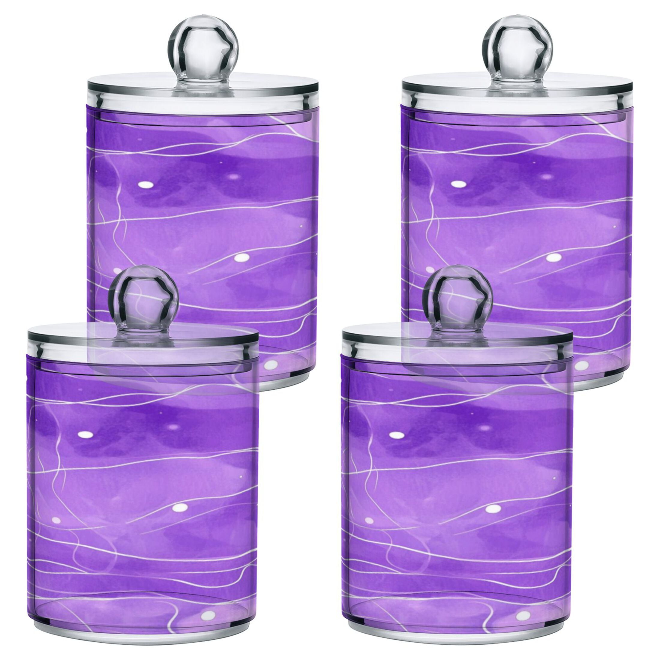 4 Pack Bathroom Canisters Transparent Storage Jar for Cotton Ball, Swab ...