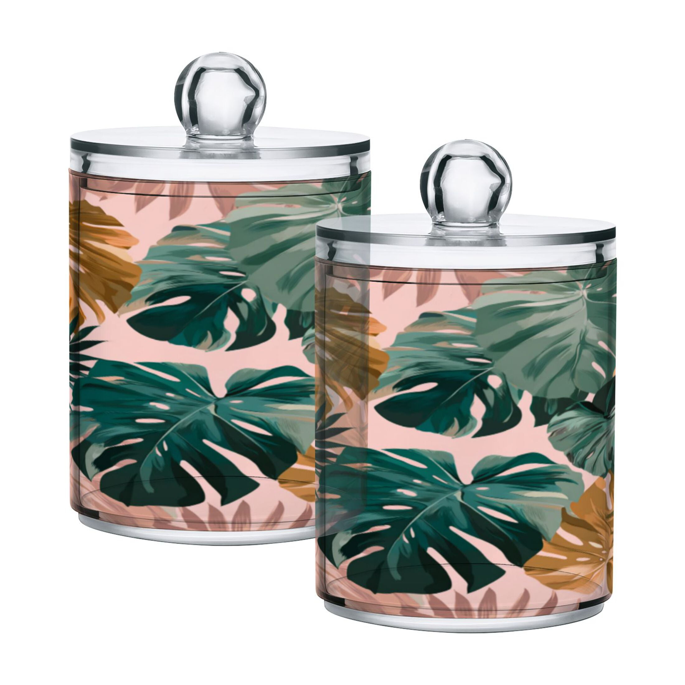 4 Pack Bathroom Canisters Transparent Storage Jar for Cotton Ball, Swab ...