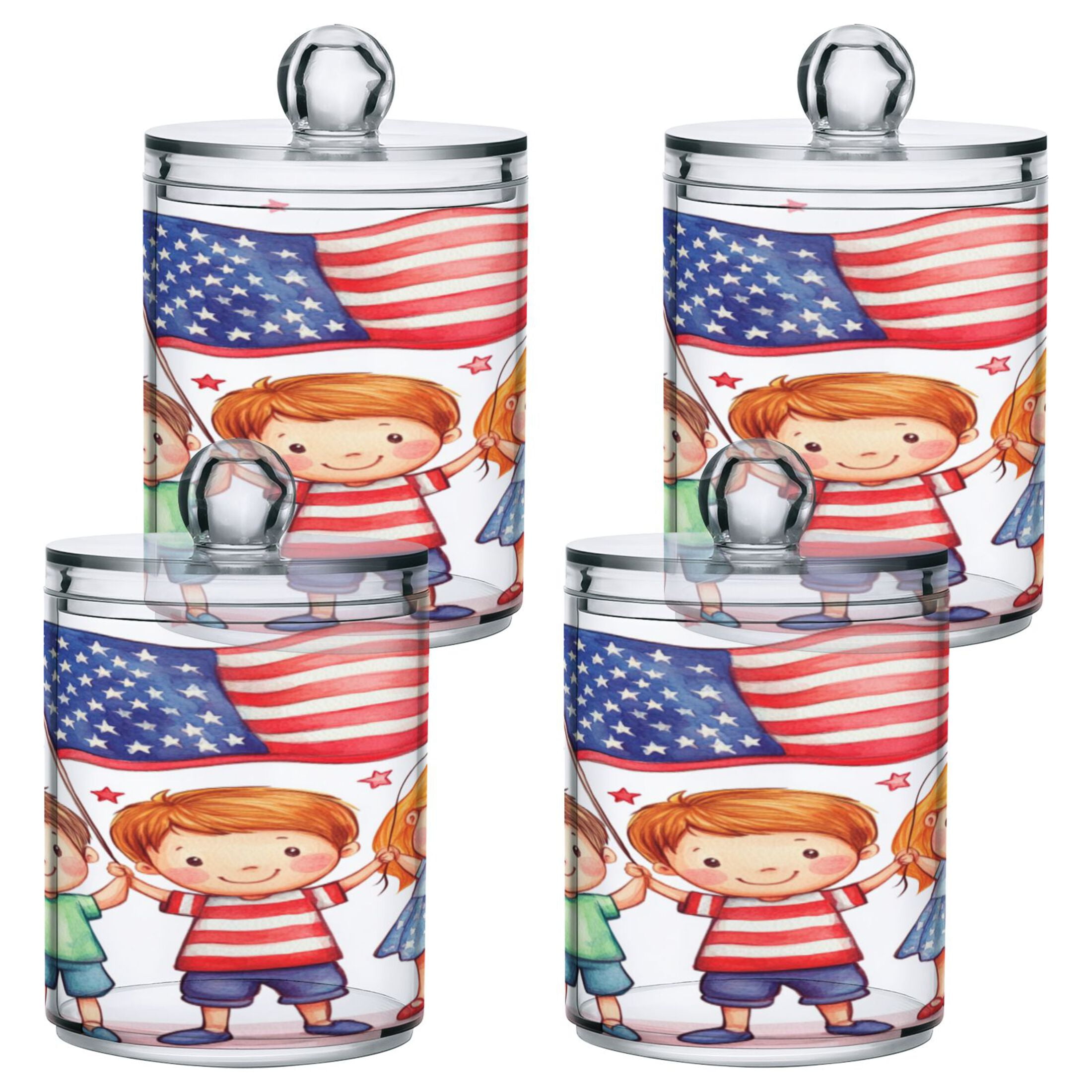 4 Pack Bathroom Canisters Transparent Storage Jar for Cotton Ball, Swab ...
