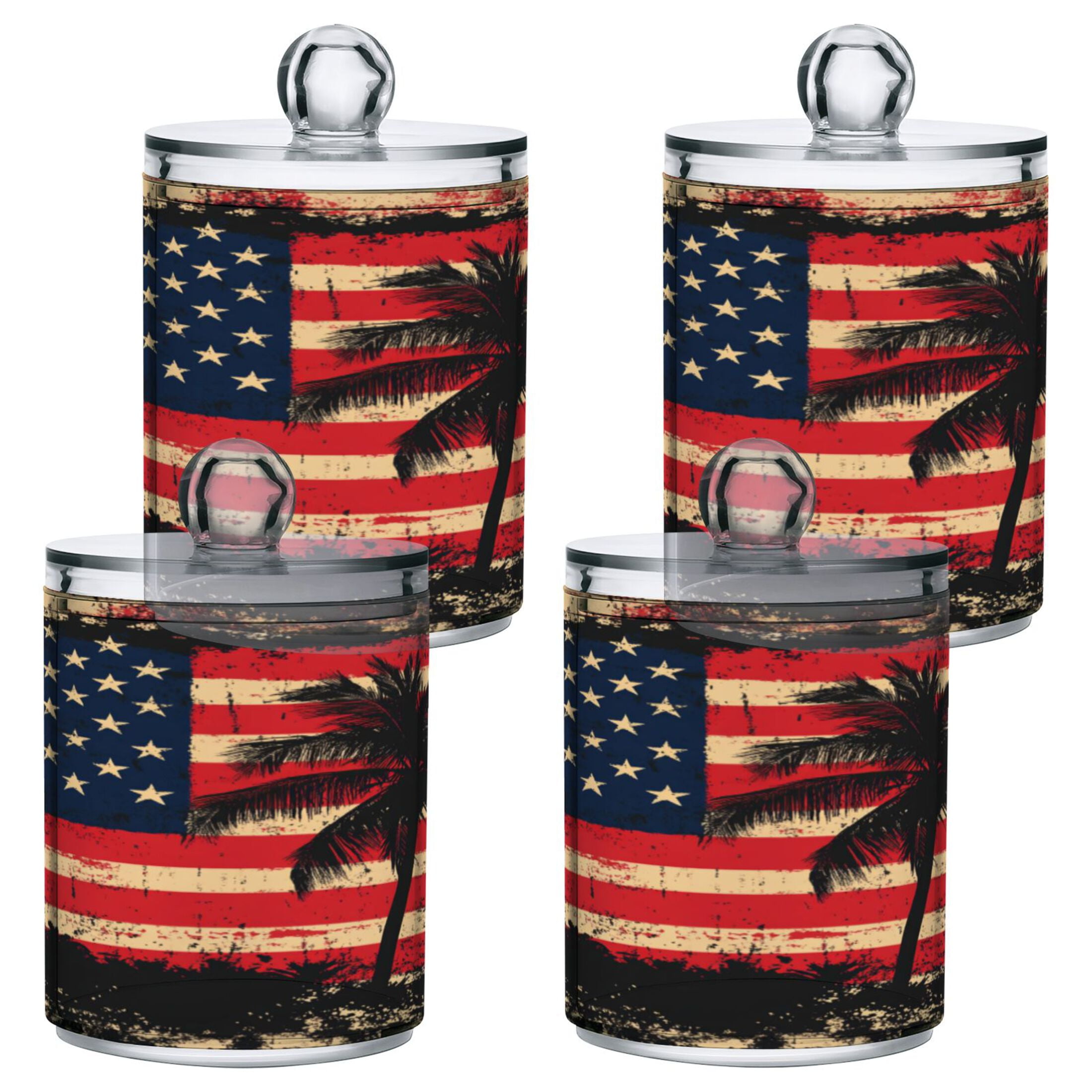4 Pack Bathroom Canisters Transparent Storage Jar for Cotton Ball, Swab ...