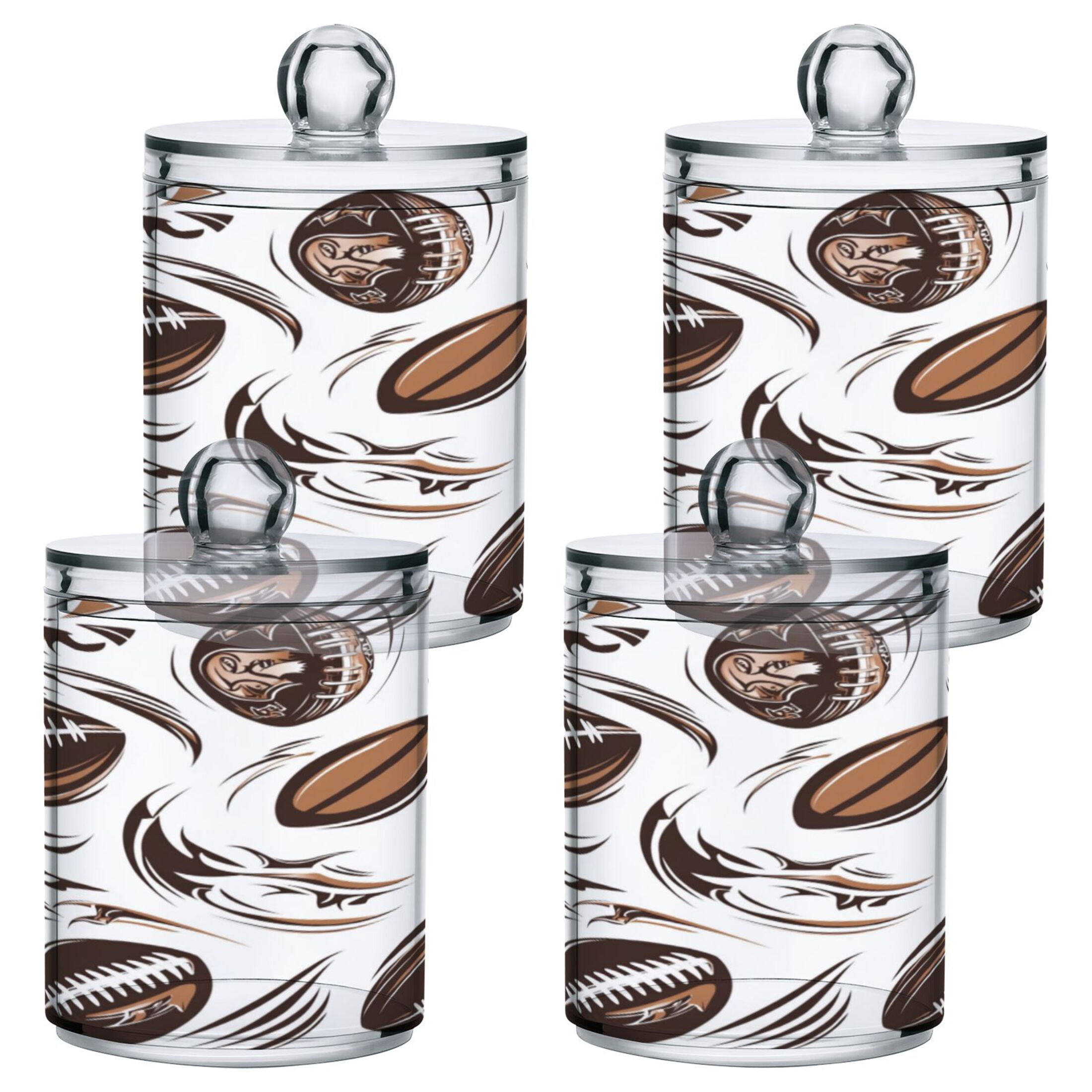 4 Pack Bathroom Canisters Transparent Storage Jar for Cotton Ball, Swab ...