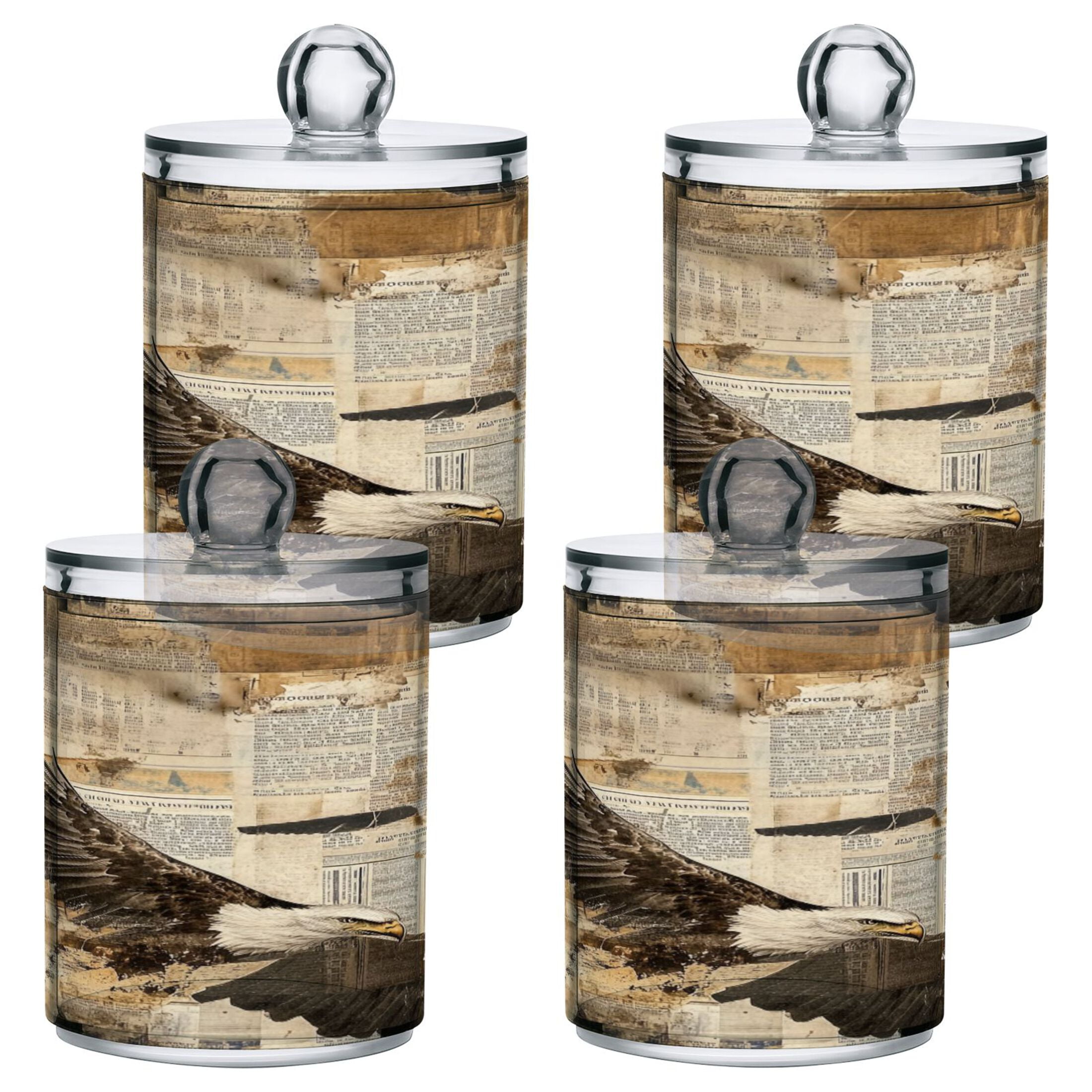 4 Pack Bathroom Canisters Transparent Storage Jar for Cotton Ball, Swab ...