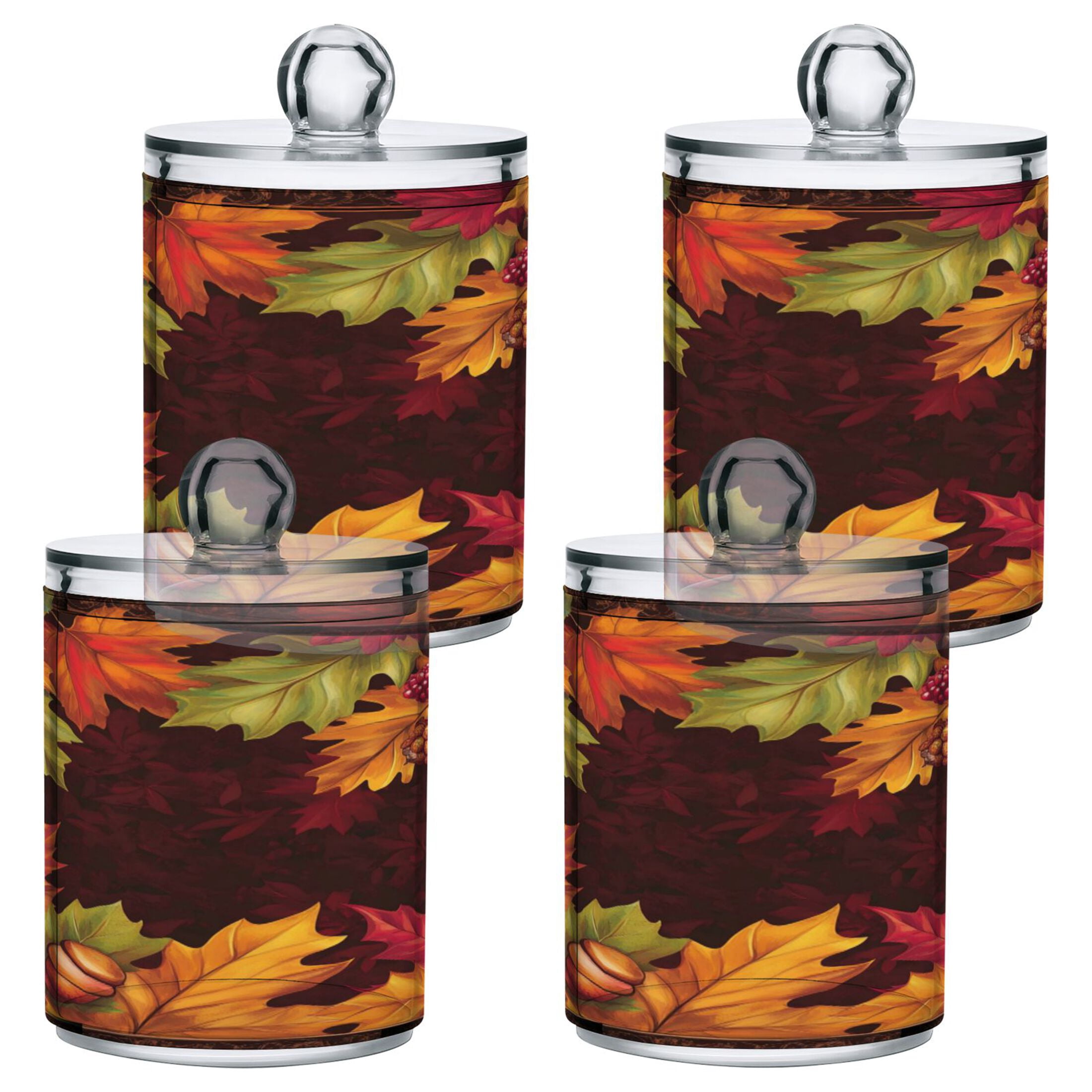 4 Pack Bathroom Canisters Transparent Storage Jar for Cotton Ball, Swab ...