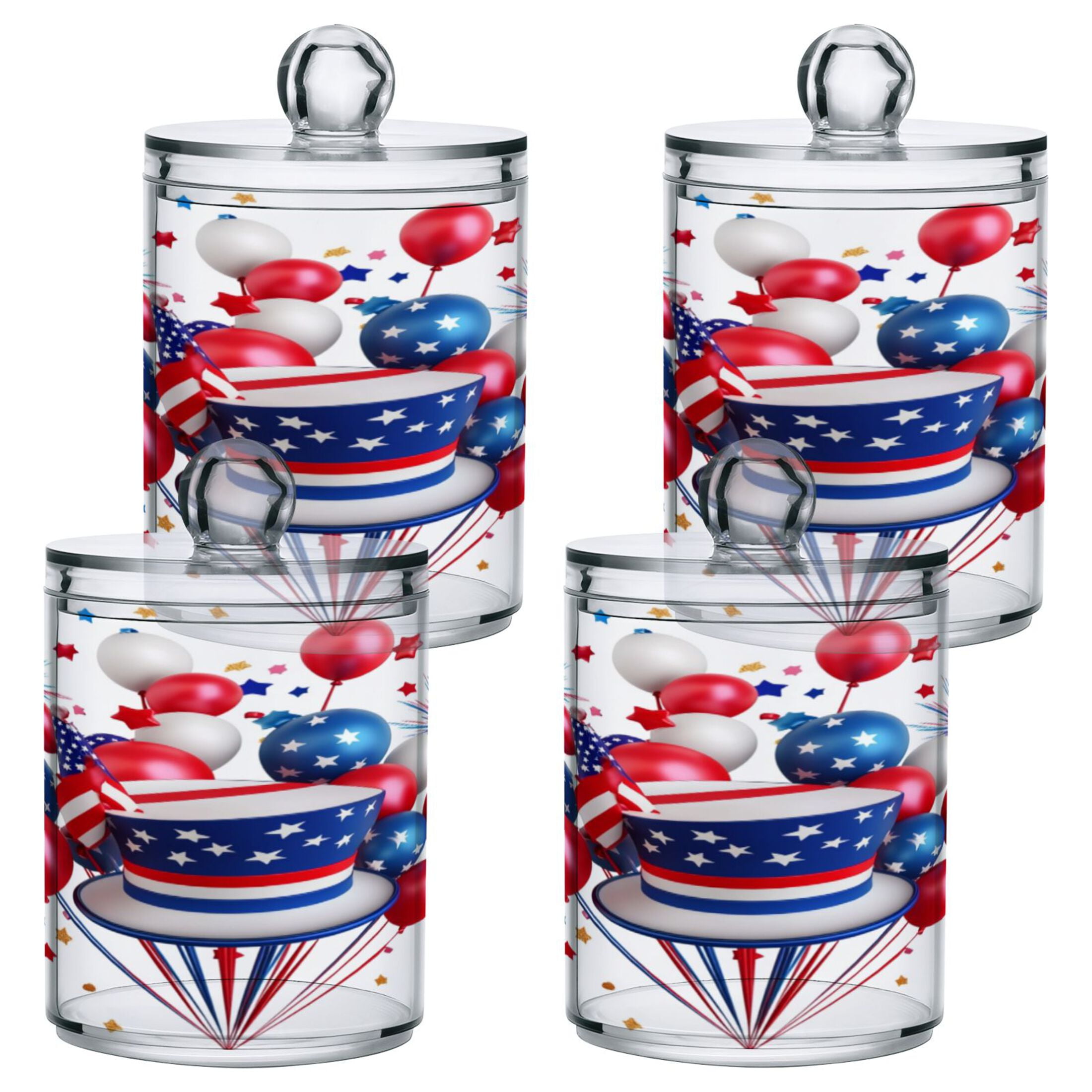 4 Pack Bathroom Canisters Transparent Storage Jar for Cotton Ball, Swab ...