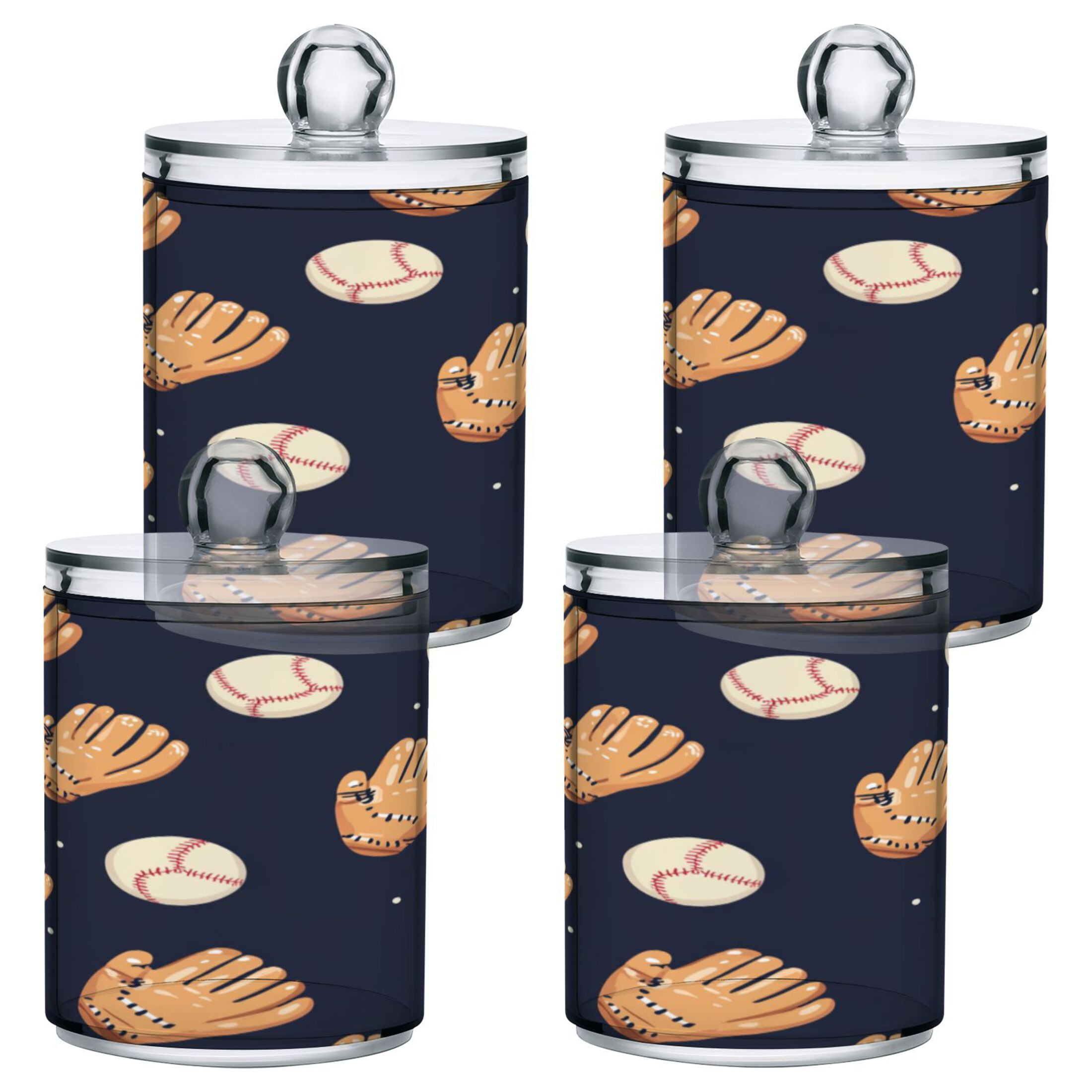 4 Pack Bathroom Canisters Transparent Storage Jar for Cotton Ball, Swab ...