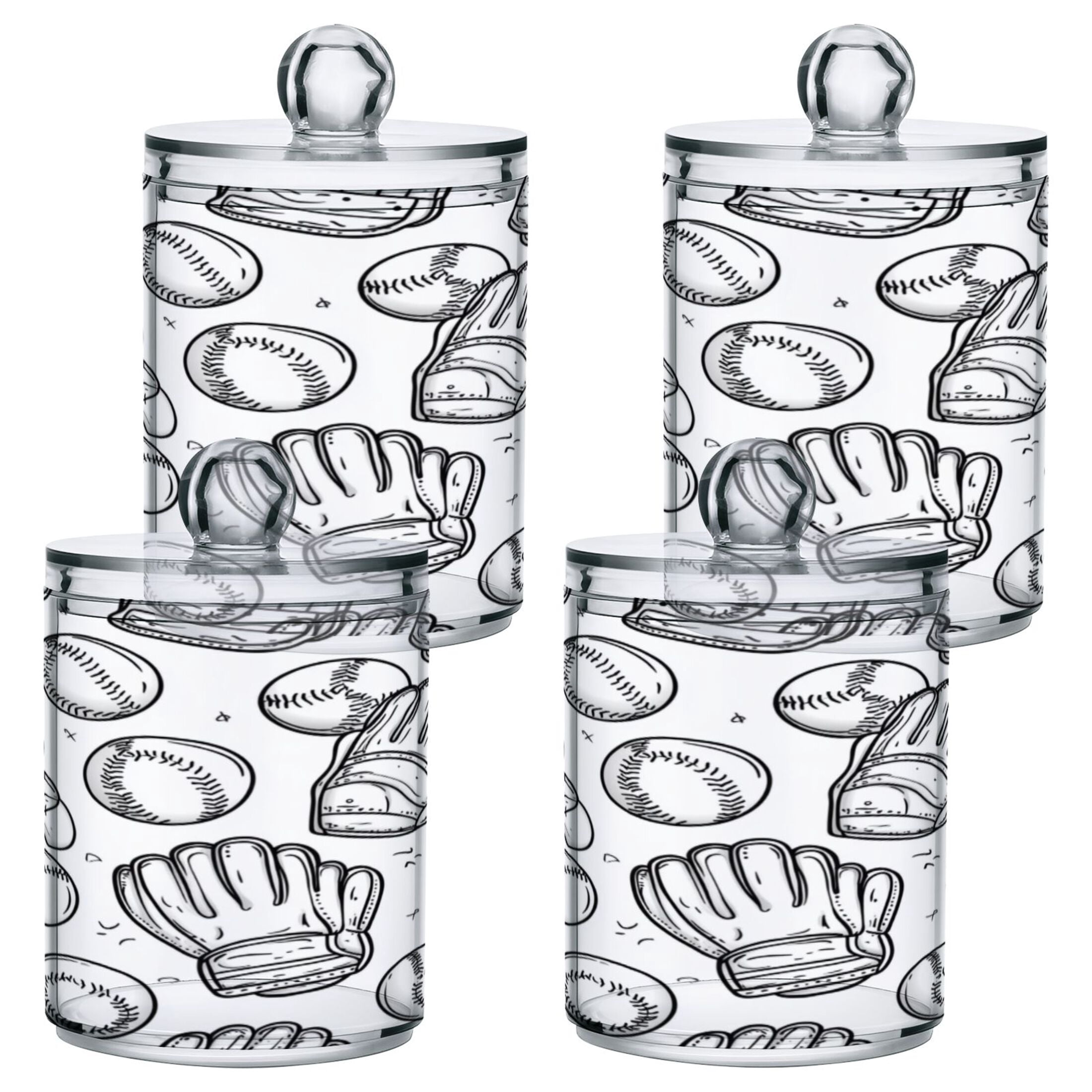 4 Pack Bathroom Canisters Transparent Storage Jar for Cotton Ball, Swab ...