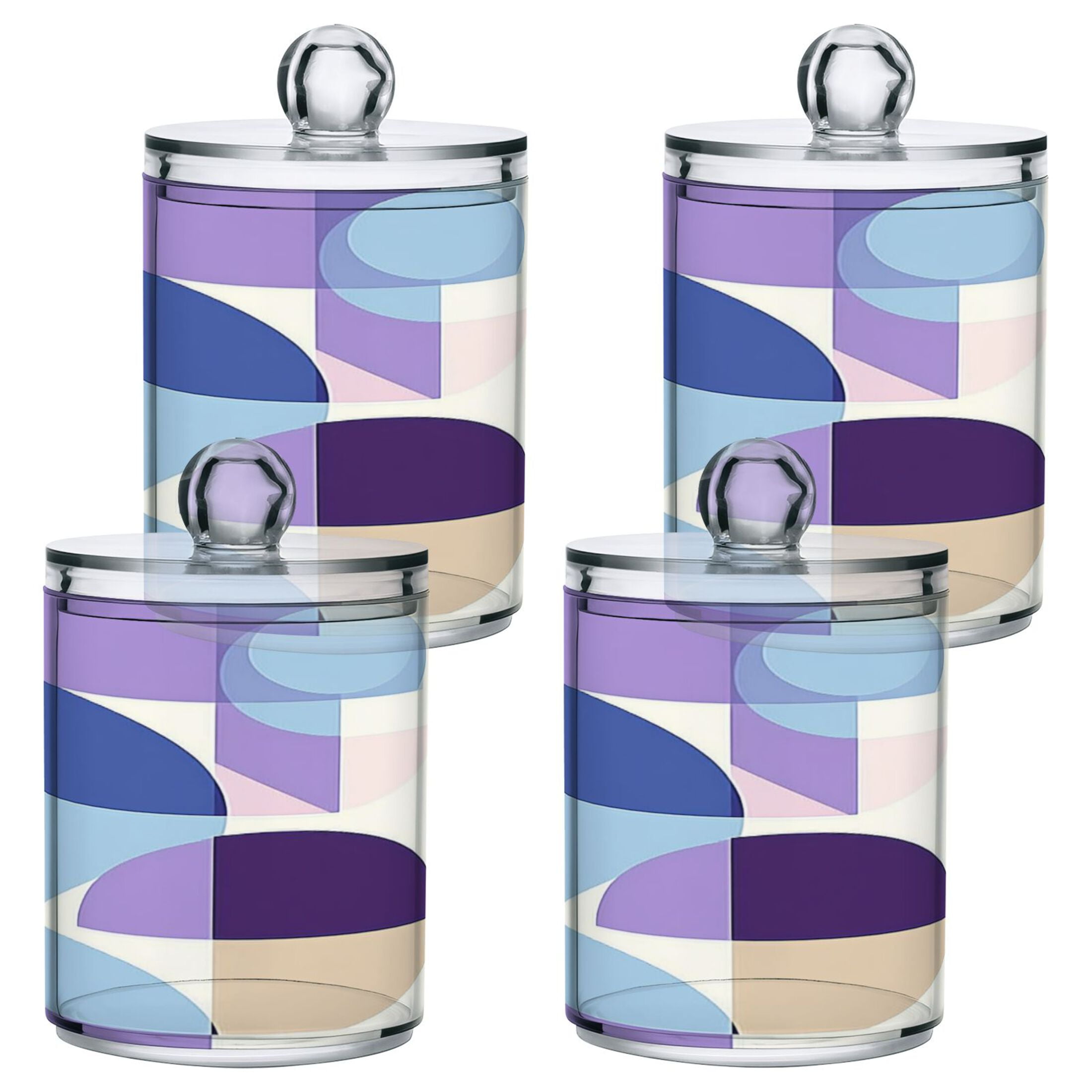 4 Pack Bathroom Canisters Transparent Storage Jar for Cotton Ball, Swab ...