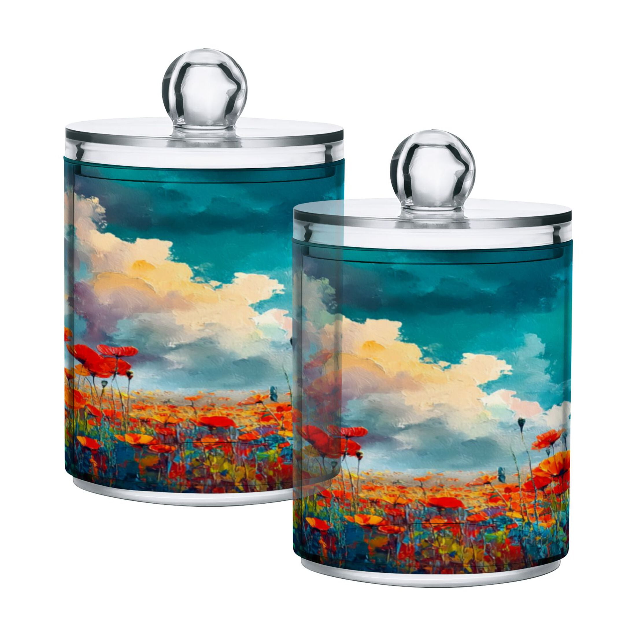 4 Pack Bathroom Canisters Transparent Storage Jar for Cotton Ball, Swab ...