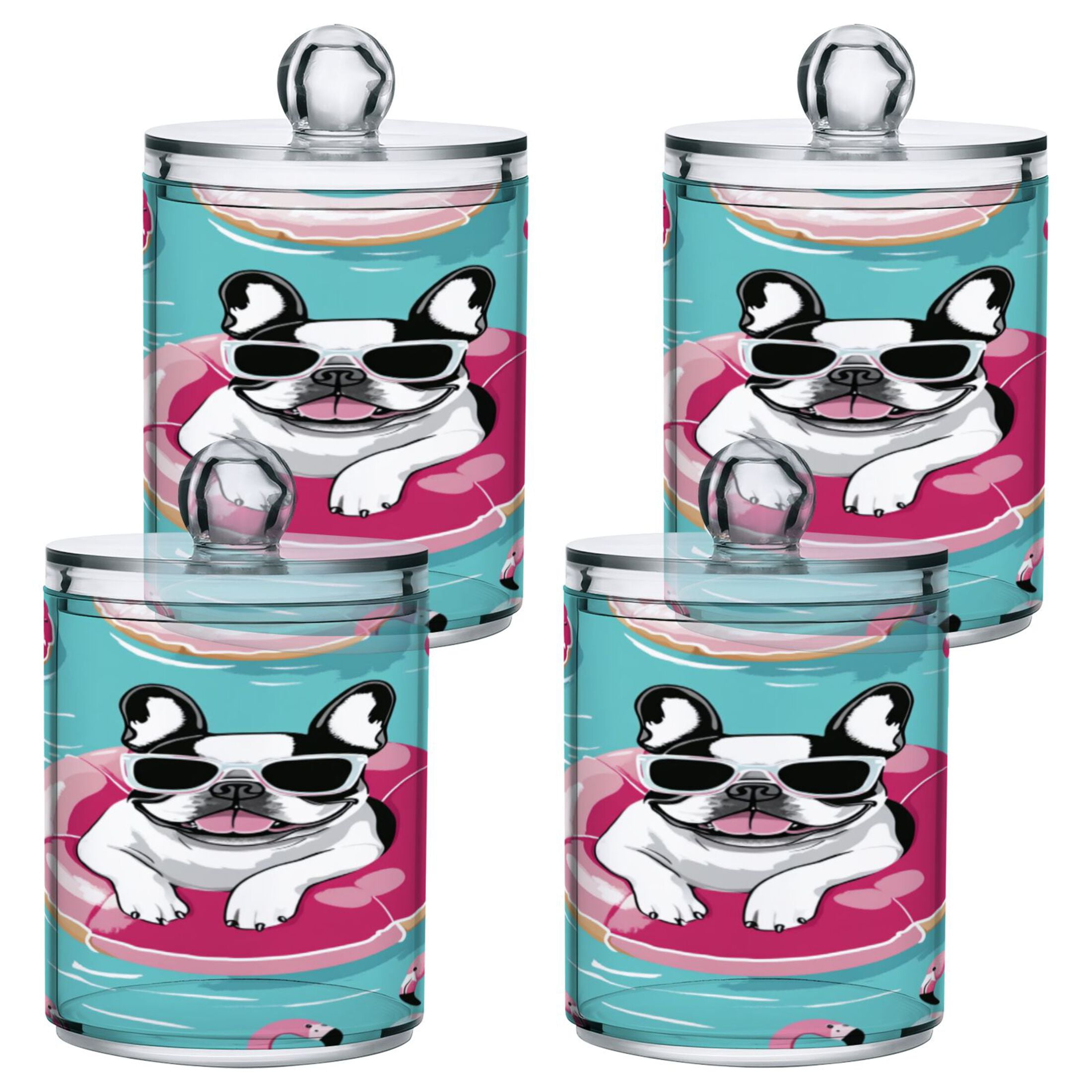 4 Pack Bathroom Canisters Transparent Storage Jar for Cotton Ball, Swab ...