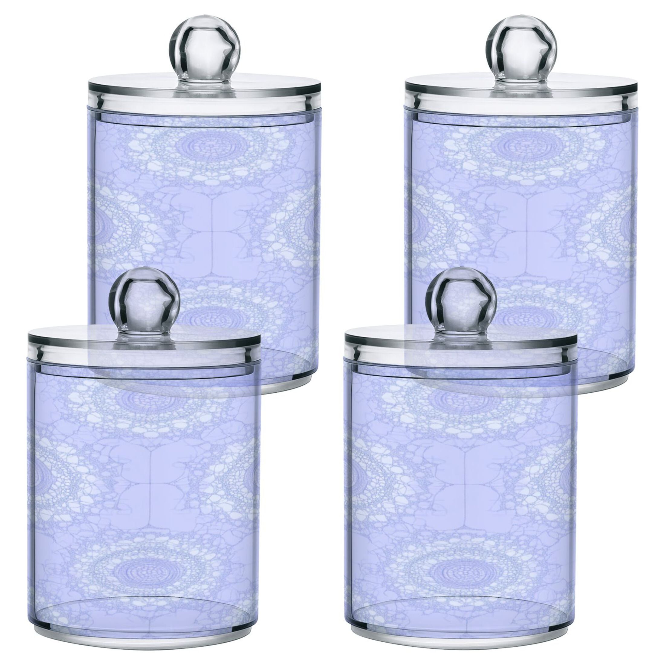 4 Pack Bathroom Canisters Transparent Storage Jar for Cotton Ball, Swab ...