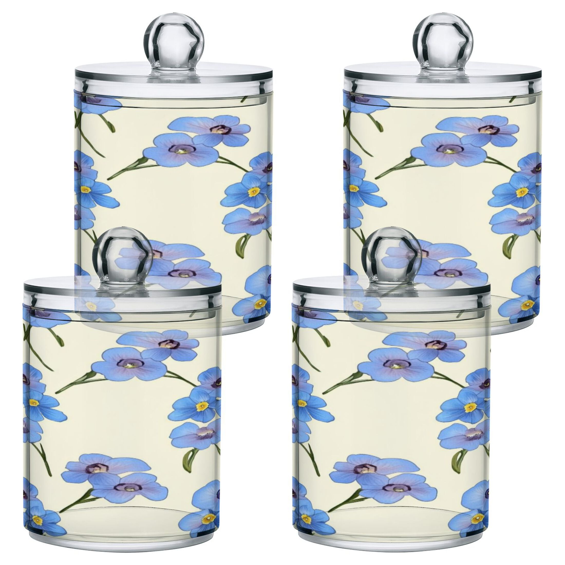 4 Pack Bathroom Canisters Transparent Storage Jar for Cotton Ball, Swab ...
