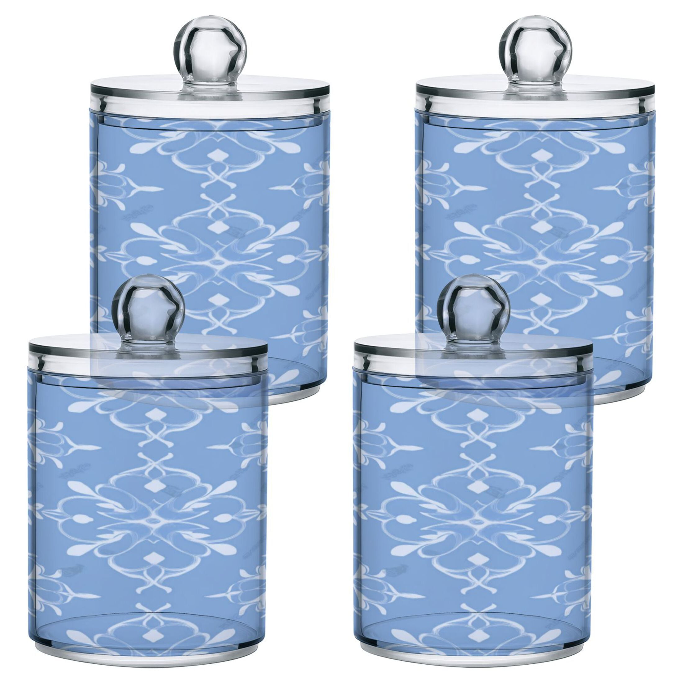 4 Pack Bathroom Canisters Transparent Storage Jar for Cotton Ball, Swab ...