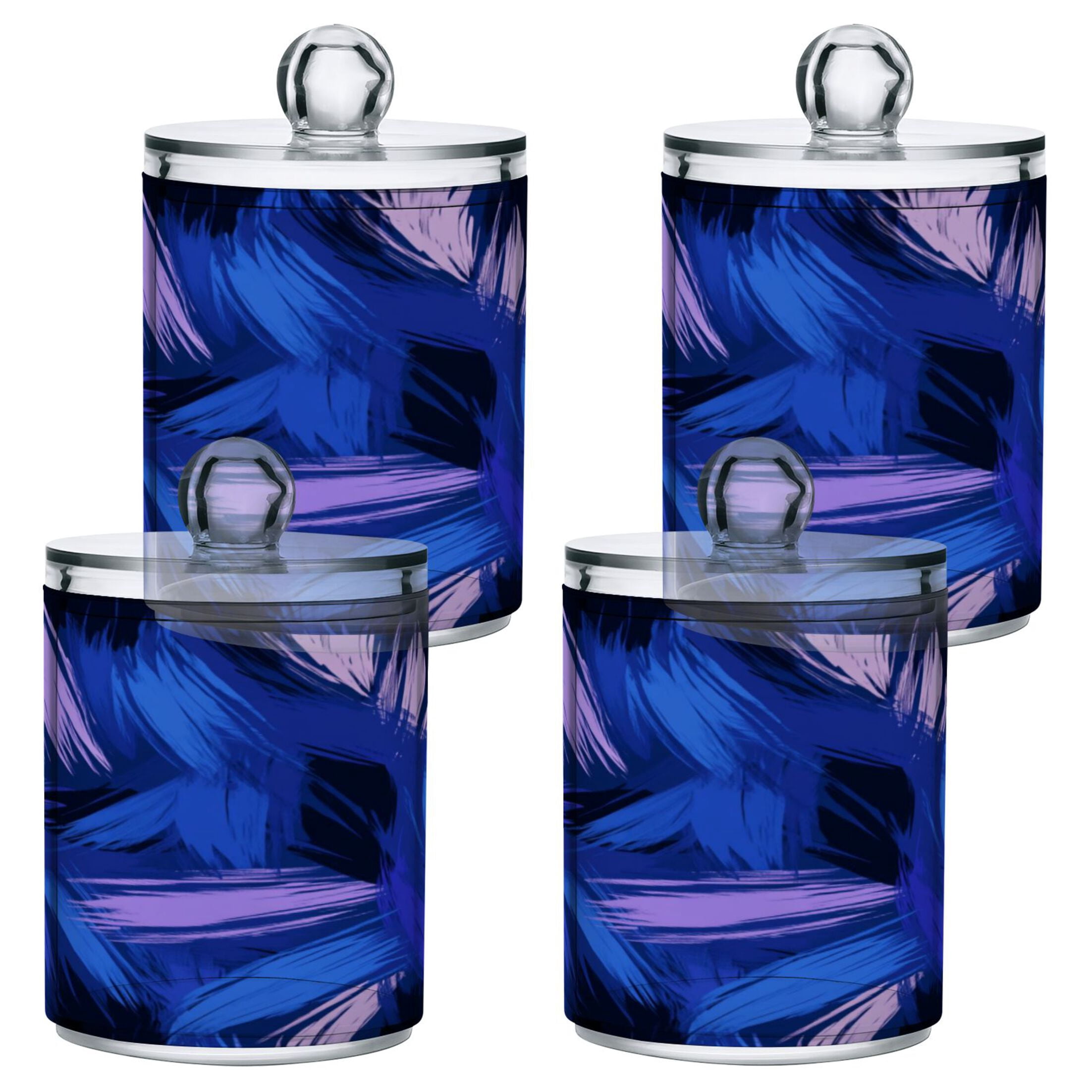 4 Pack Bathroom Canisters Transparent Storage Jar for Cotton Ball, Swab ...