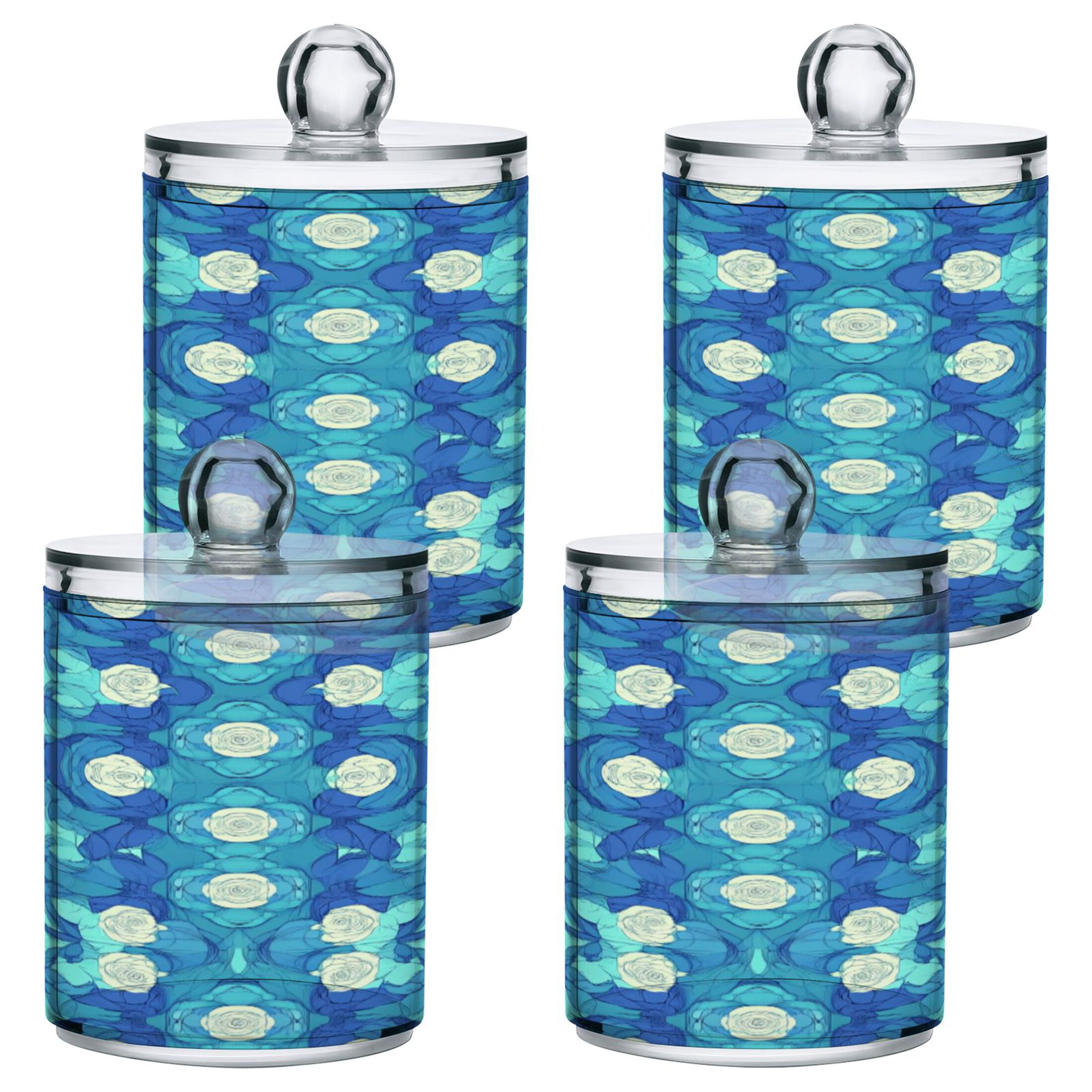 4 Pack Bathroom Canisters Transparent Storage Jar for Cotton Ball, Swab ...