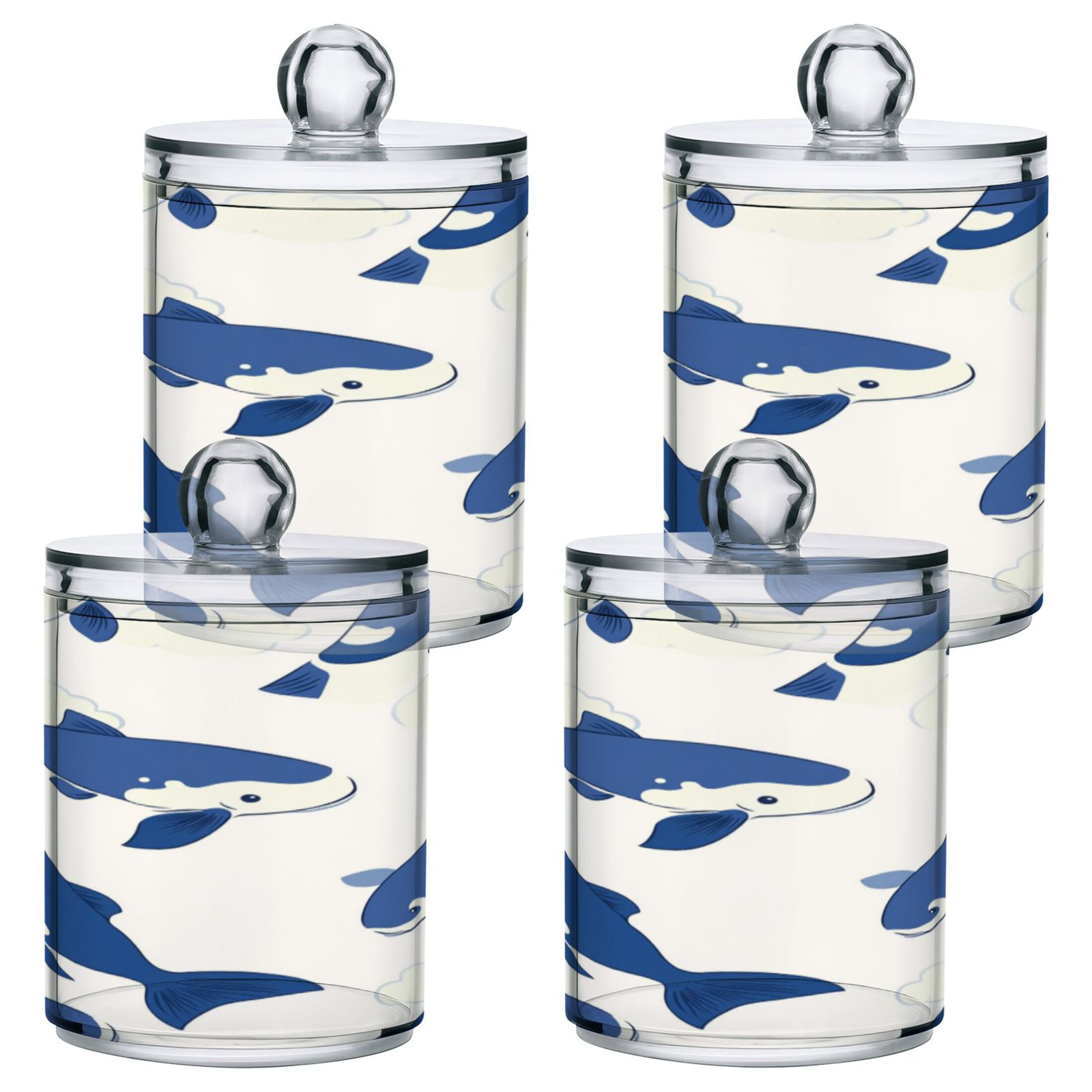 4 Pack Bathroom Canisters Transparent Storage Jar for Cotton Ball, Swab ...