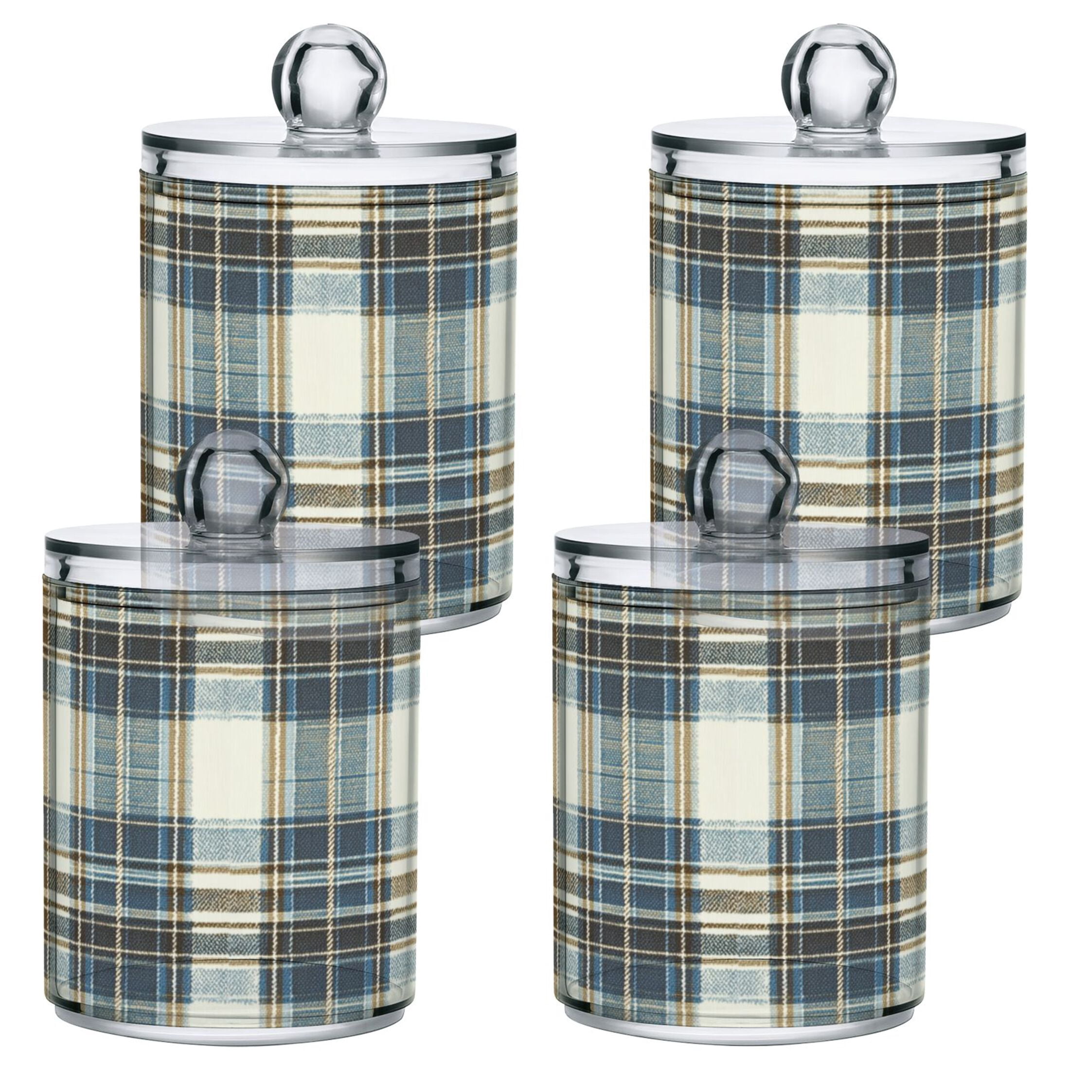 4 Pack Bathroom Canisters Transparent Storage Jar for Cotton Ball, Swab ...