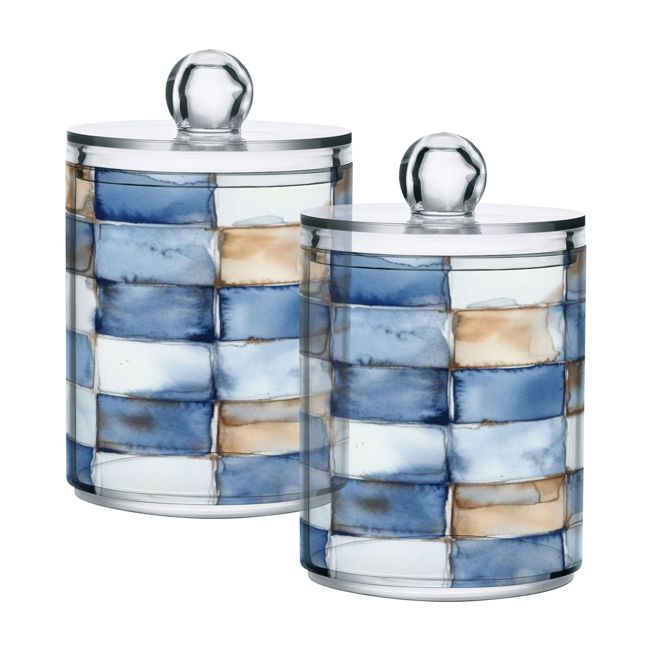 4 Pack Bathroom Canisters Transparent Storage Jar for Cotton Ball, Swab ...