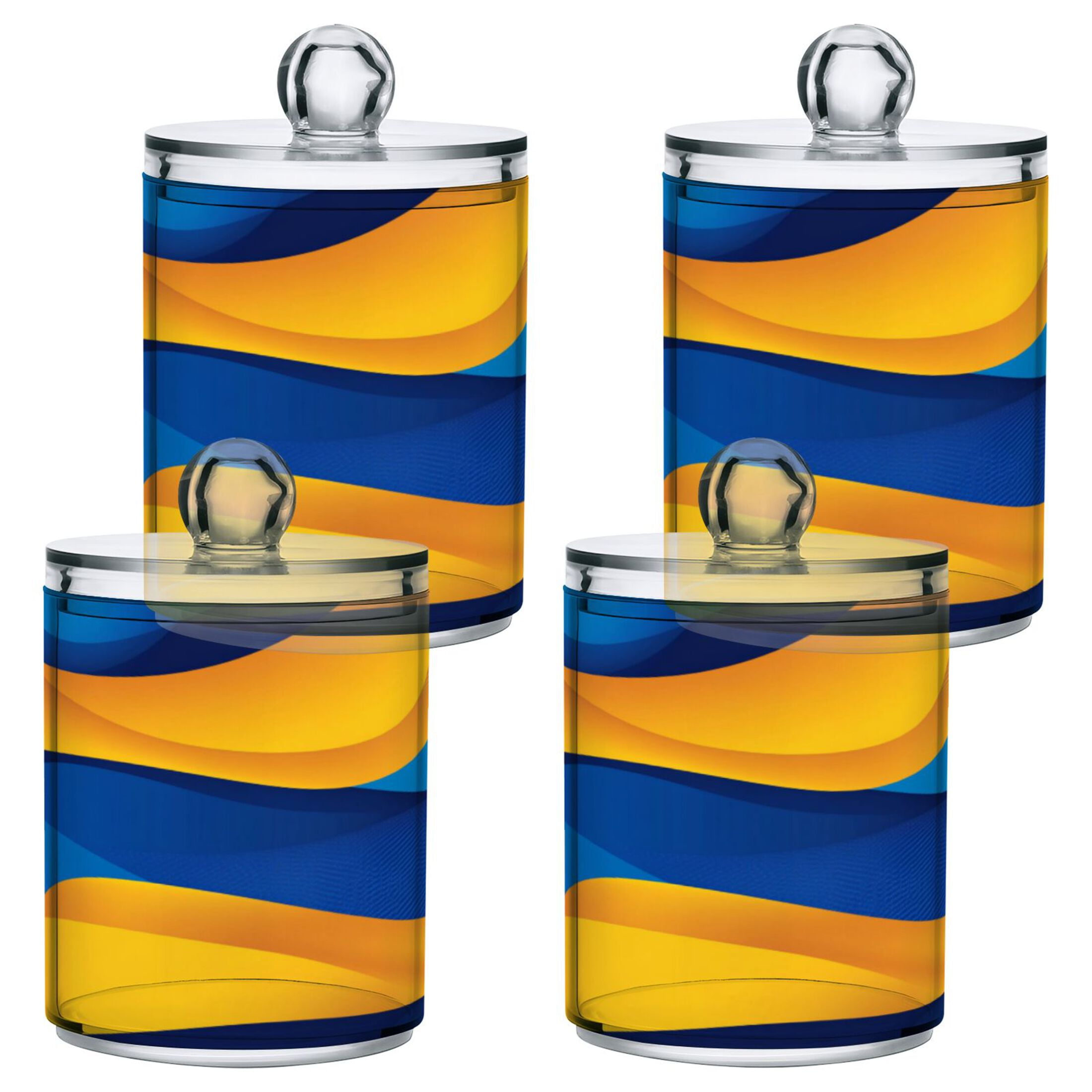 4 Pack Bathroom Canisters Transparent Storage Jar for Cotton Ball, Swab ...