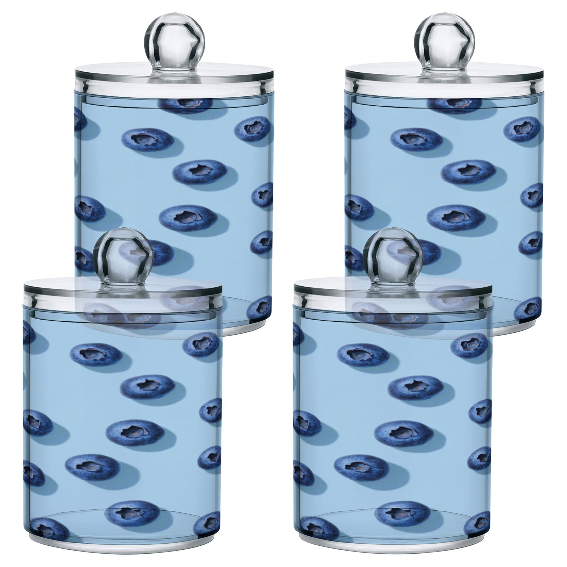 4 Pack Bathroom Canisters Transparent Storage Jar for Cotton Ball, Swab ...