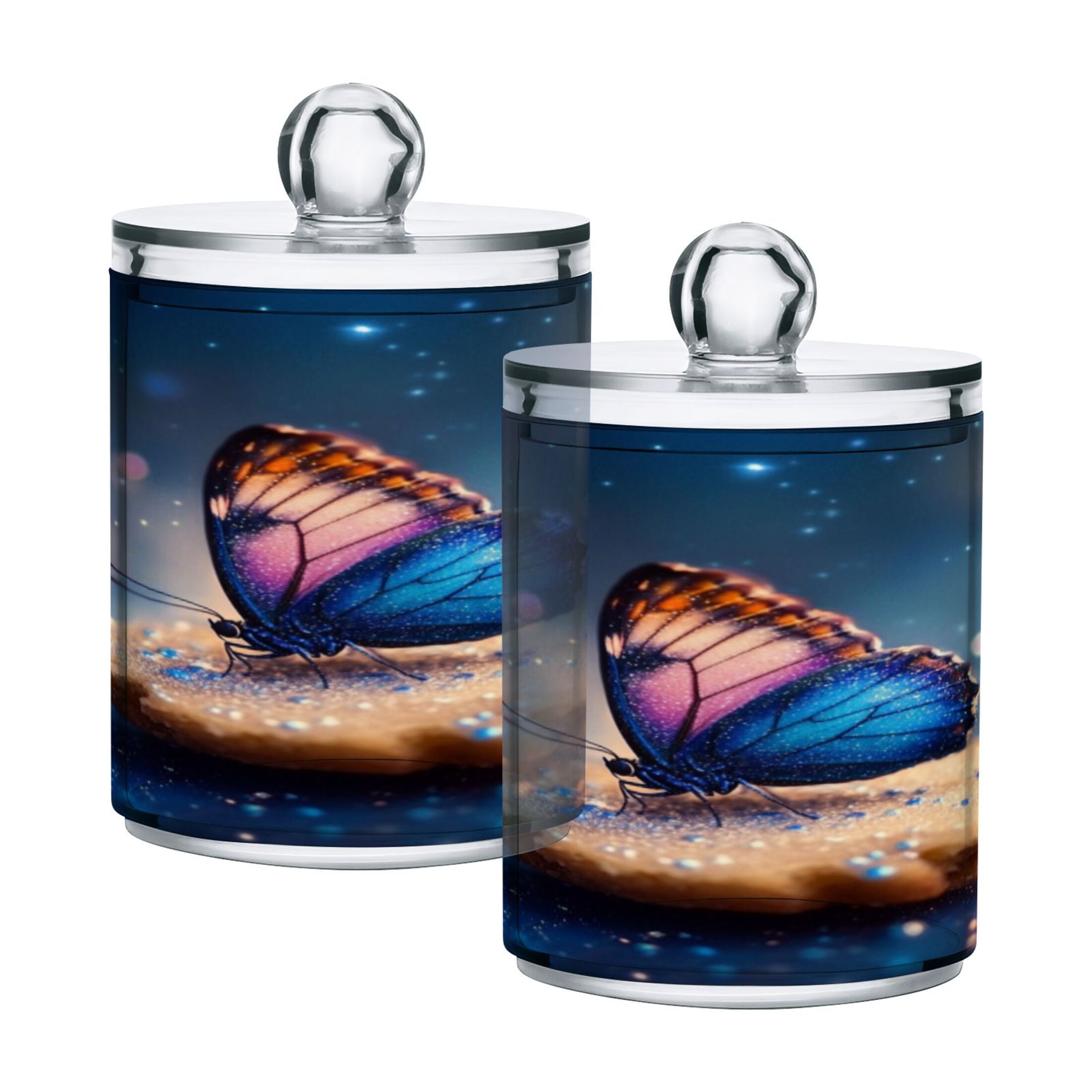 4 Pack Bathroom Canisters Transparent Storage Jar for Cotton Ball, Swab ...