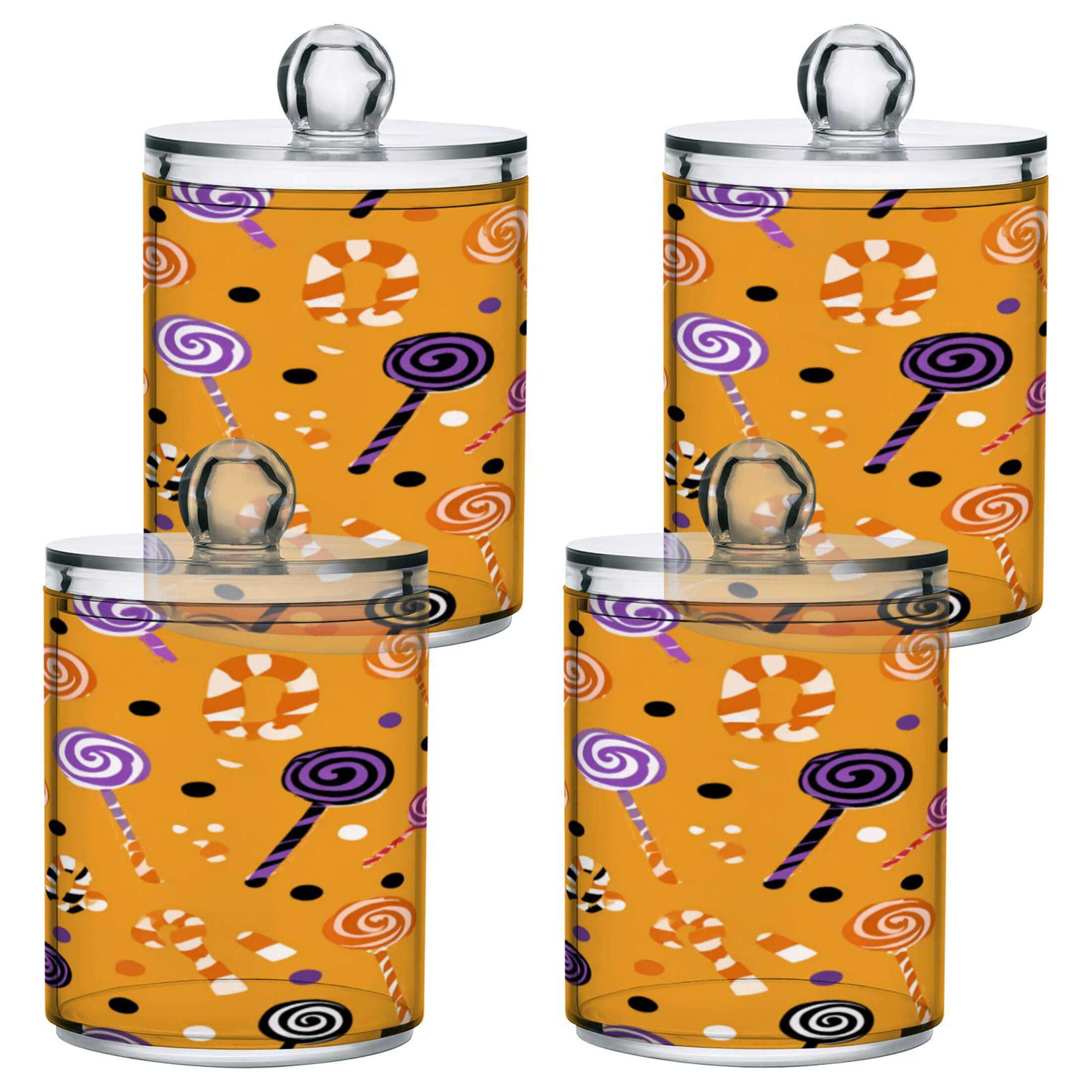 4 Pack Bathroom Canisters Transparent Storage Jar for Cotton Ball, Swab ...