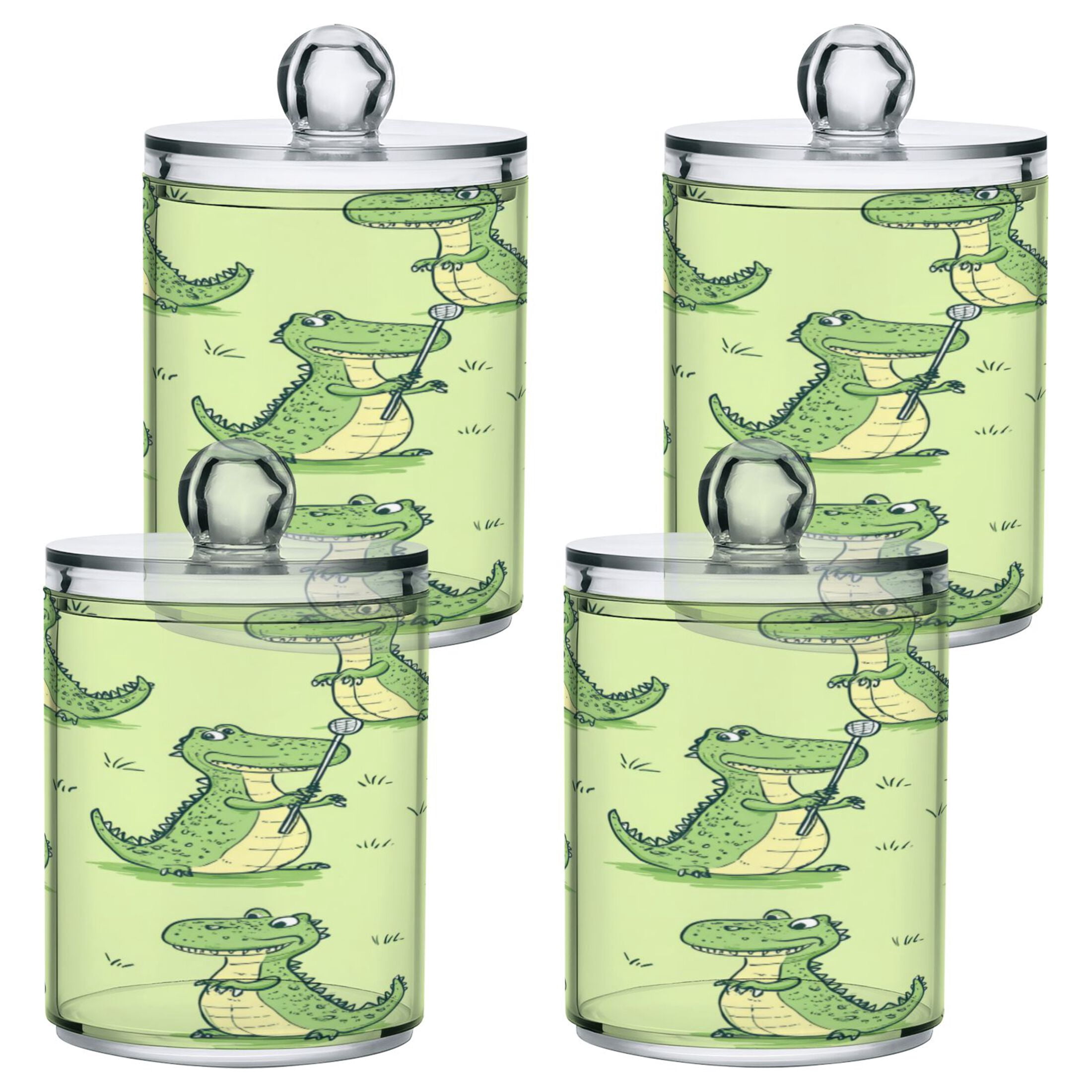 4 Pack Bathroom Canisters Transparent Storage Jar for Cotton Ball, Swab ...