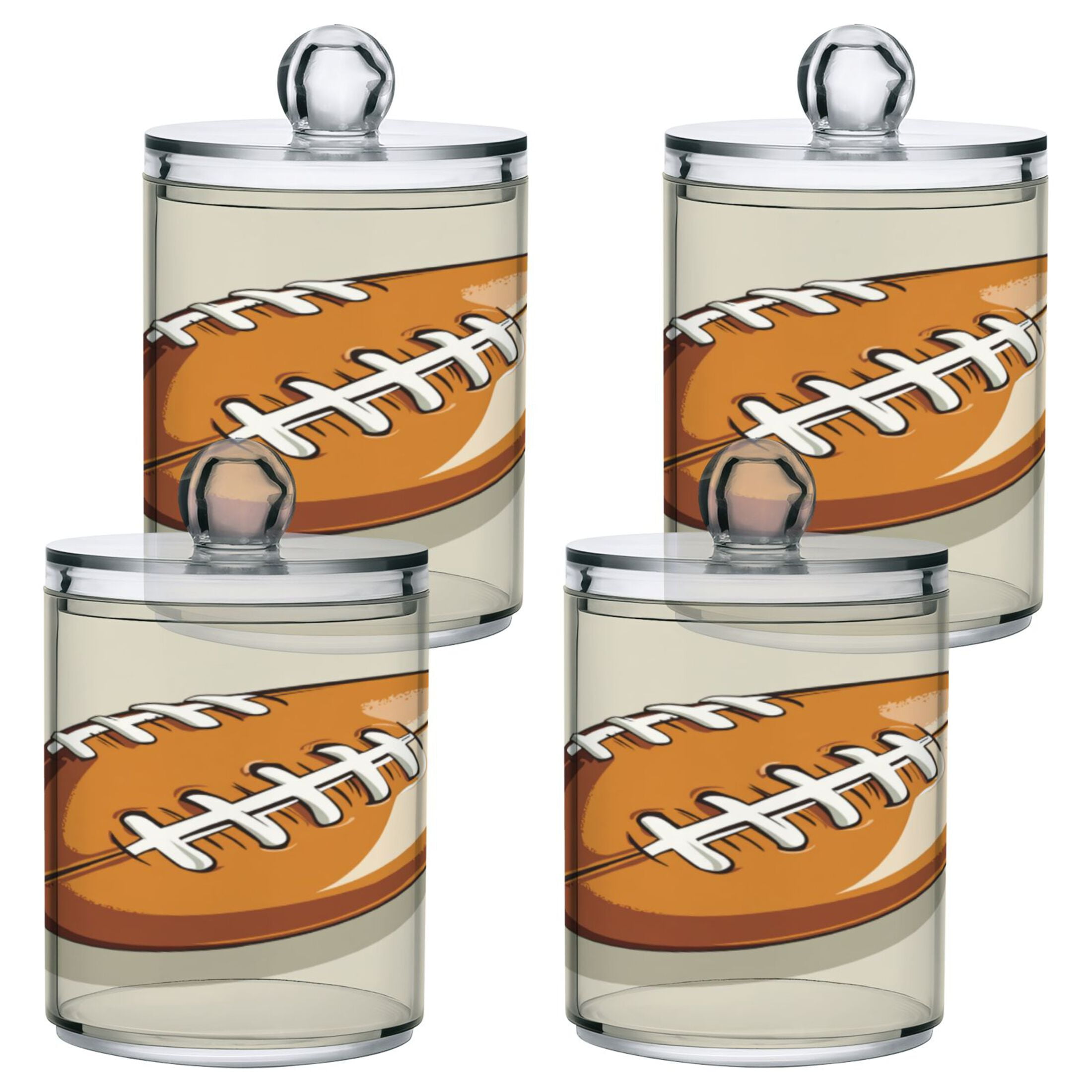 4 Pack Bathroom Canisters Transparent Storage Jar for Cotton Ball, Swab ...