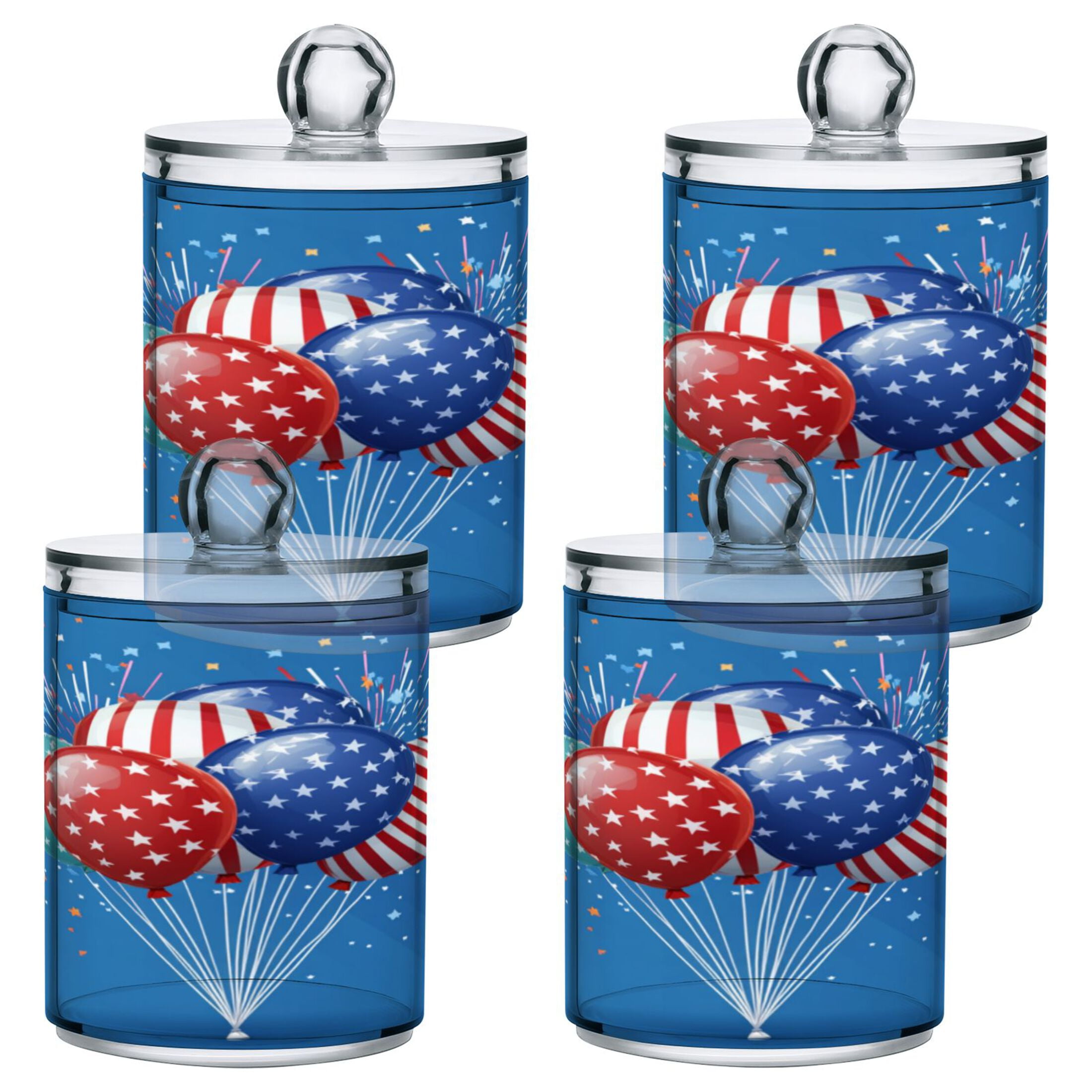 4 Pack Bathroom Canisters Transparent Storage Jar for Cotton Ball, Swab ...