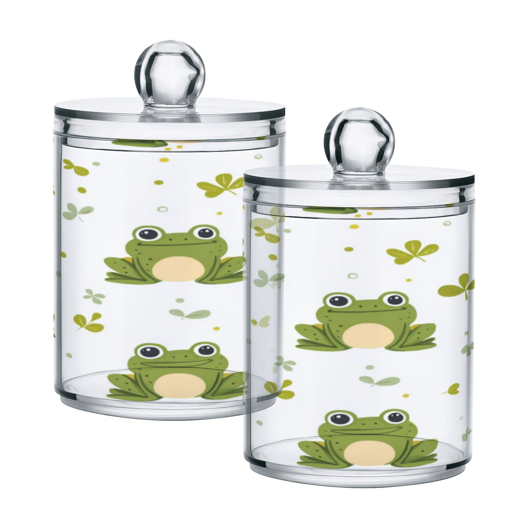 4 Pack Bathroom Canisters Transparent Storage Jar for Cotton Ball, Swab ...
