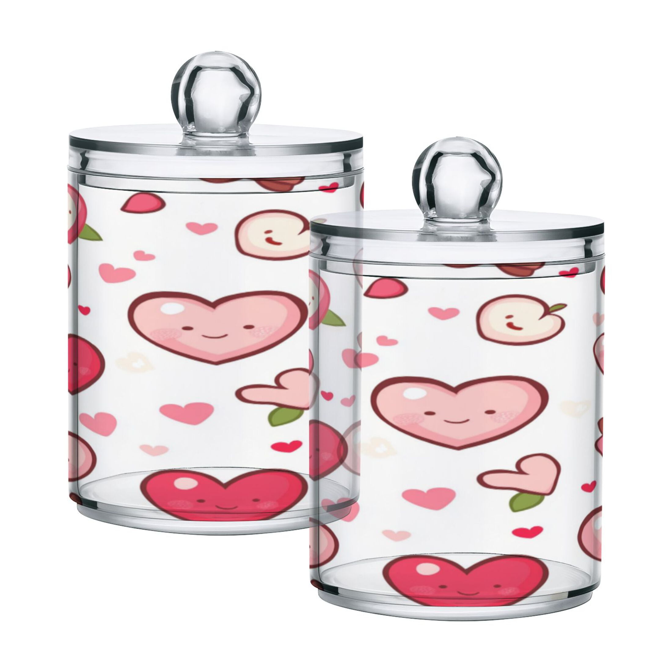 4 Pack Bathroom Canisters Transparent Storage Jar for Cotton Ball, Swab ...
