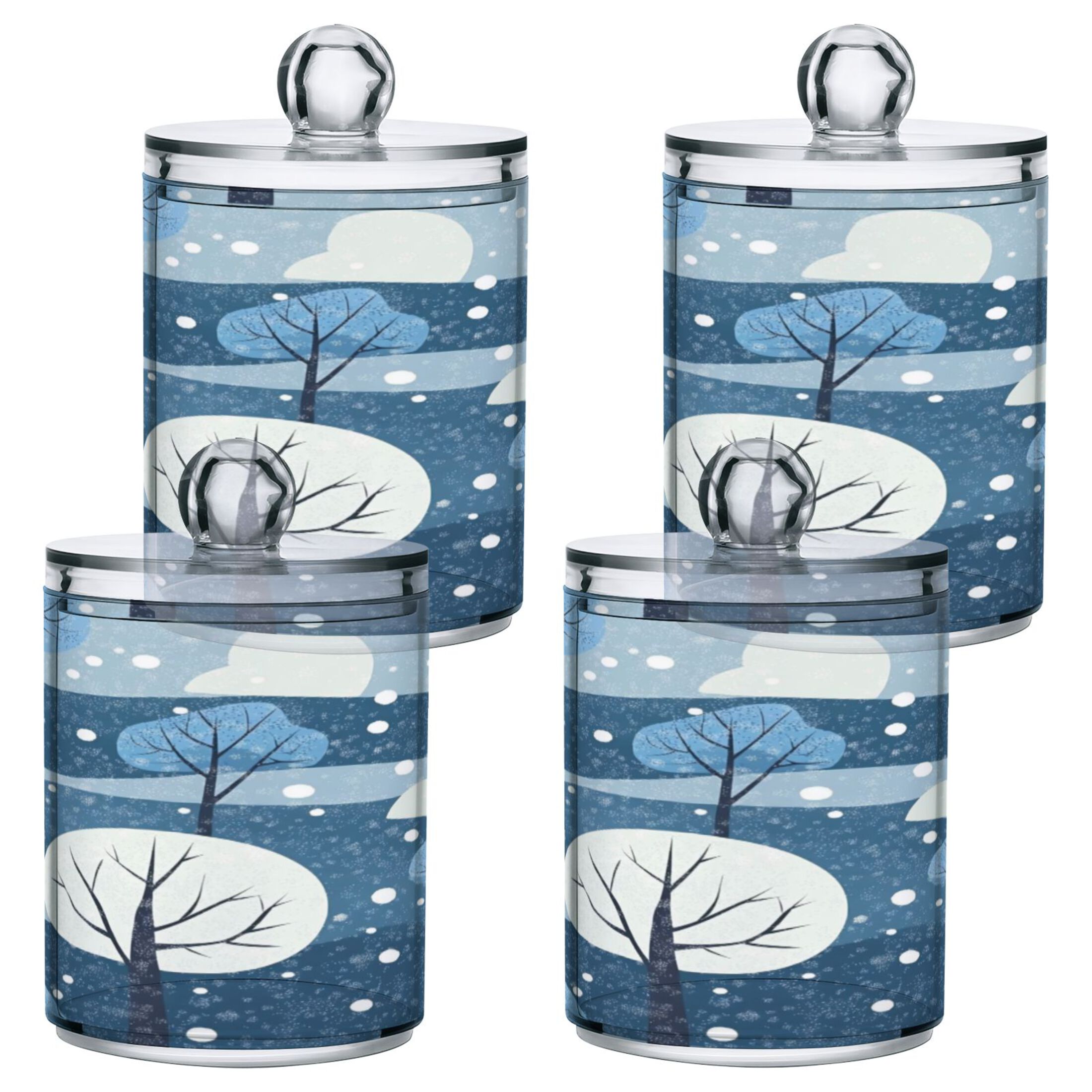 4 Pack Bathroom Canisters Transparent Storage Jar for Cotton Ball, Swab ...