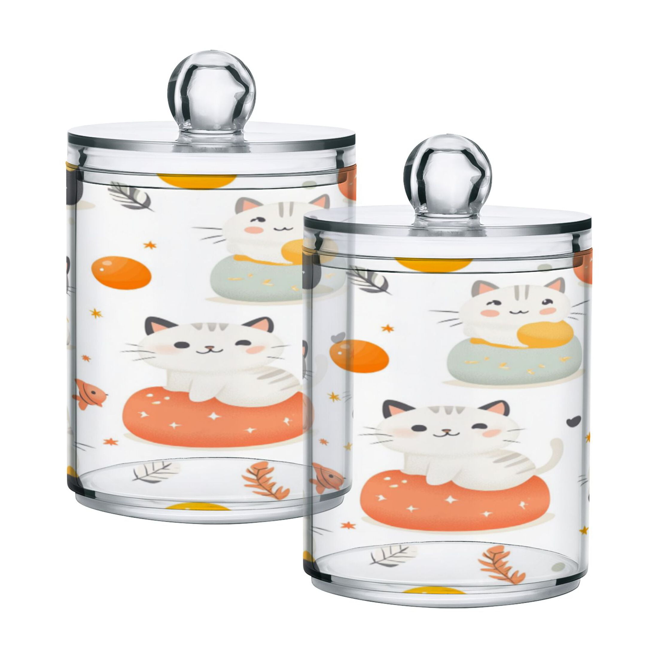 4 Pack Bathroom Canisters Transparent Storage Jar for Cotton Ball, Swab ...