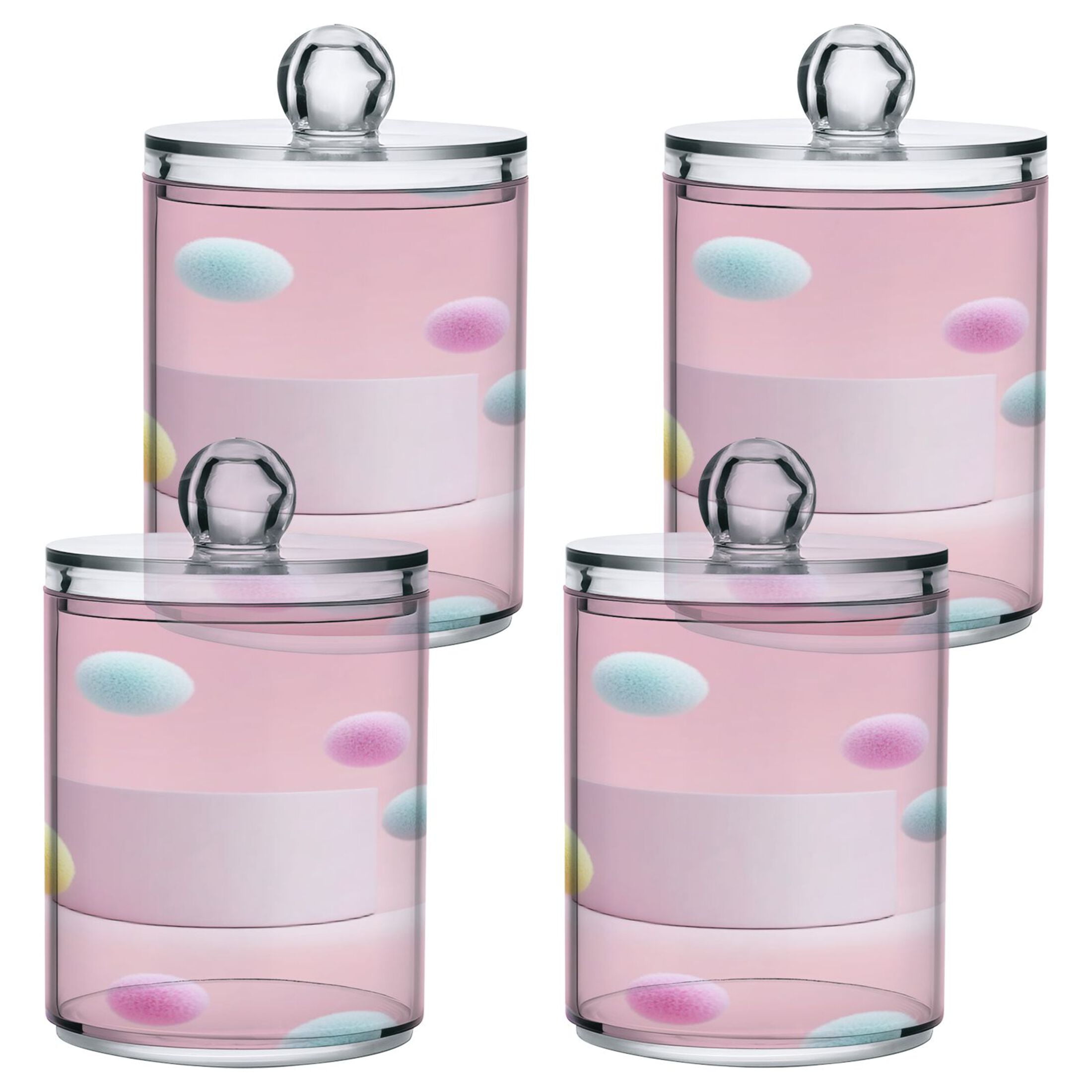 4 Pack Bathroom Canisters Transparent Storage Jar for Cotton Ball, Swab ...