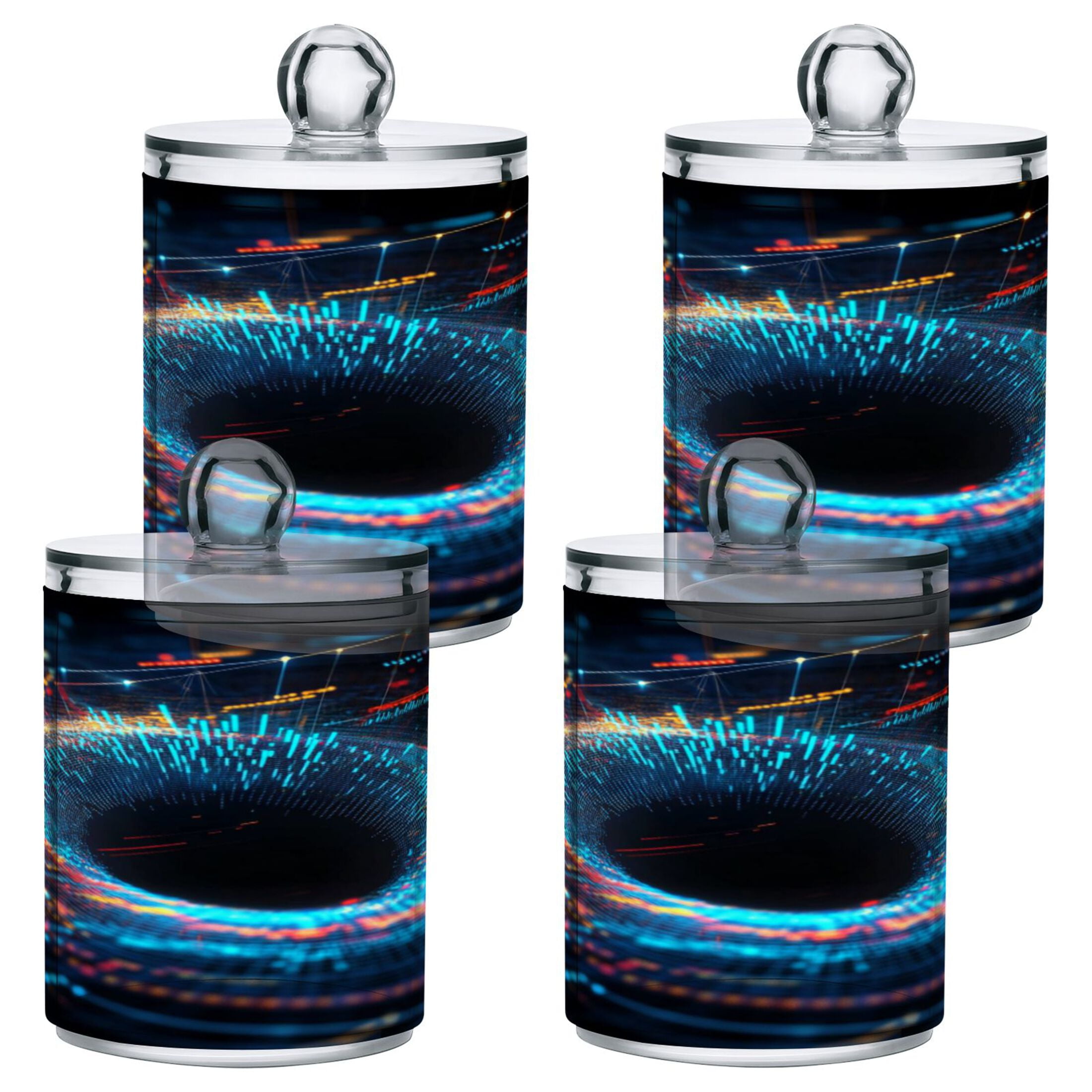 4 Pack Bathroom Canisters Transparent Storage Jar for Cotton Ball, Swab ...