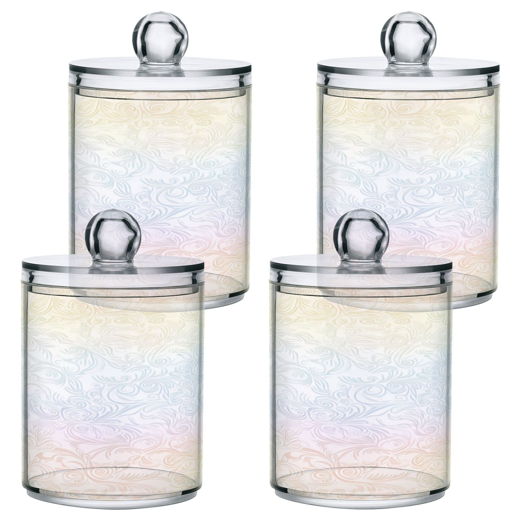 4 Pack Bathroom Canisters Transparent Storage Jar for Cotton Ball, Swab ...