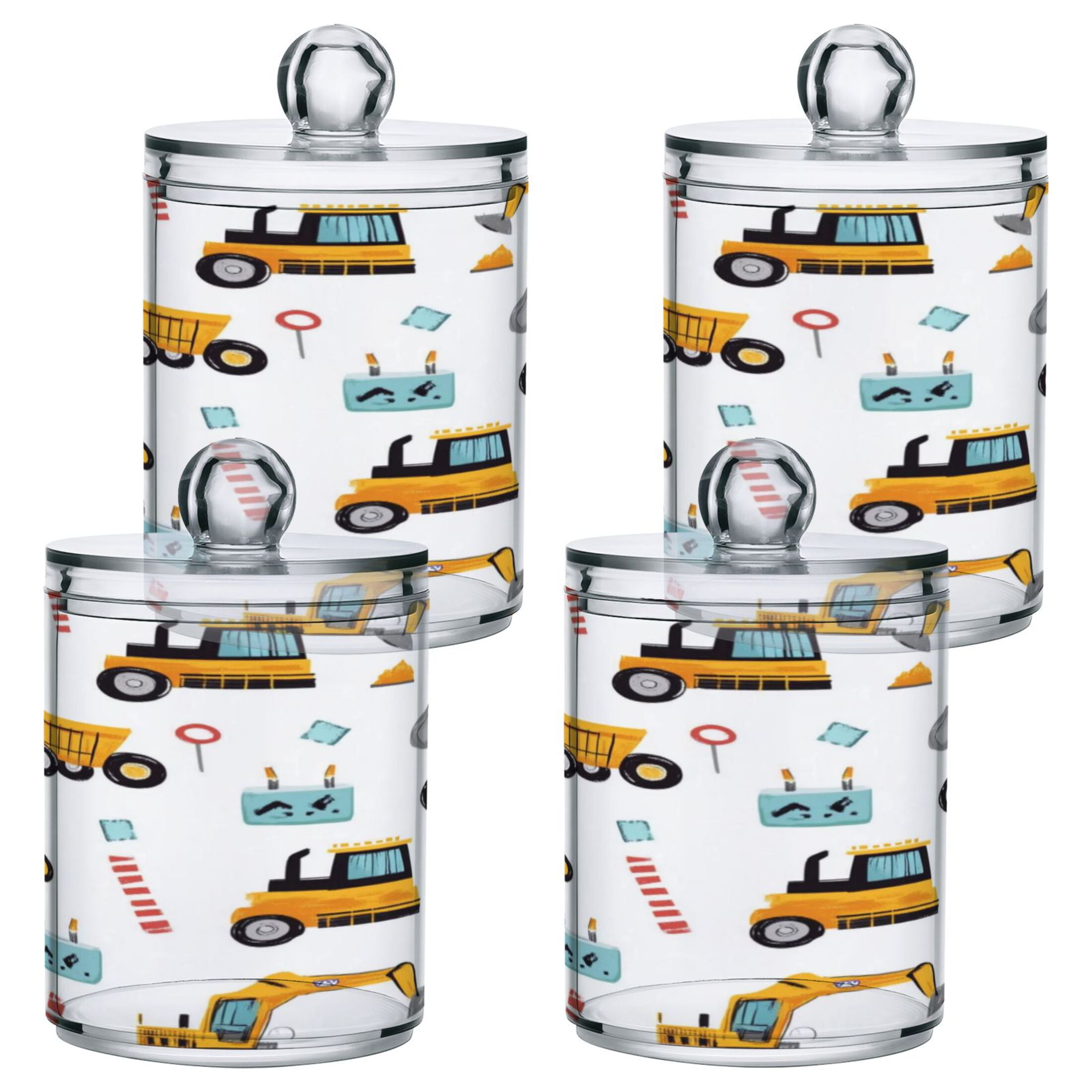 4 Pack Bathroom Canisters Transparent Storage Jar for Cotton Ball, Swab ...