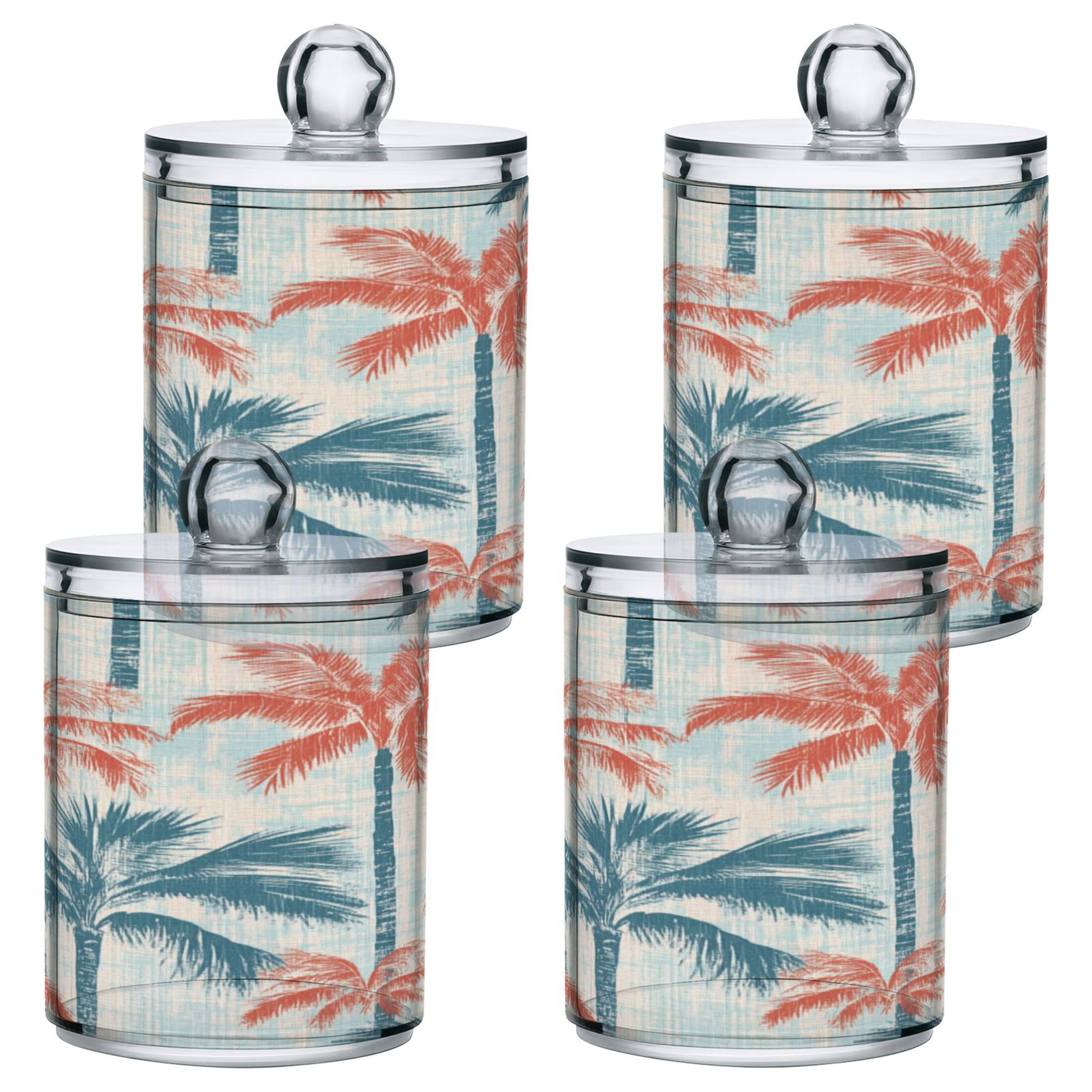 4 Pack Bathroom Canisters Transparent Storage Jar for Cotton Ball, Swab ...